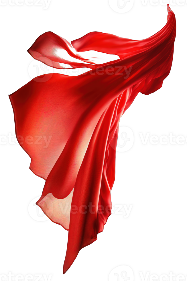 A Vibrant Red Silk Fabric Billows Gracefully Through The Air Suspended