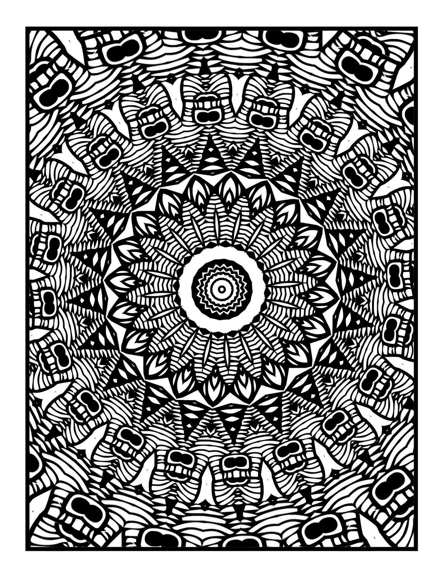 Uncolored Symmetric Tracery For Coloring Page Can Be Used As Adult
