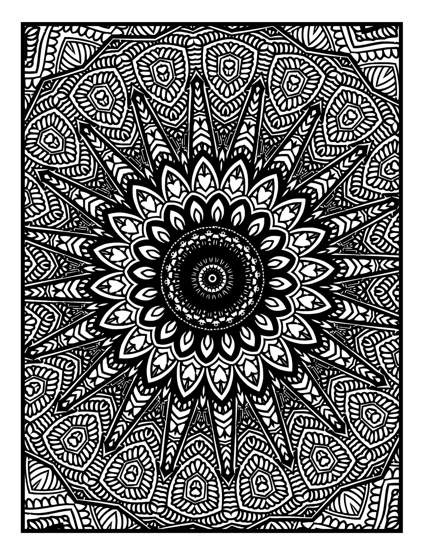 Uncolored Symmetric Tracery For Coloring Page Can Be Used As Adult