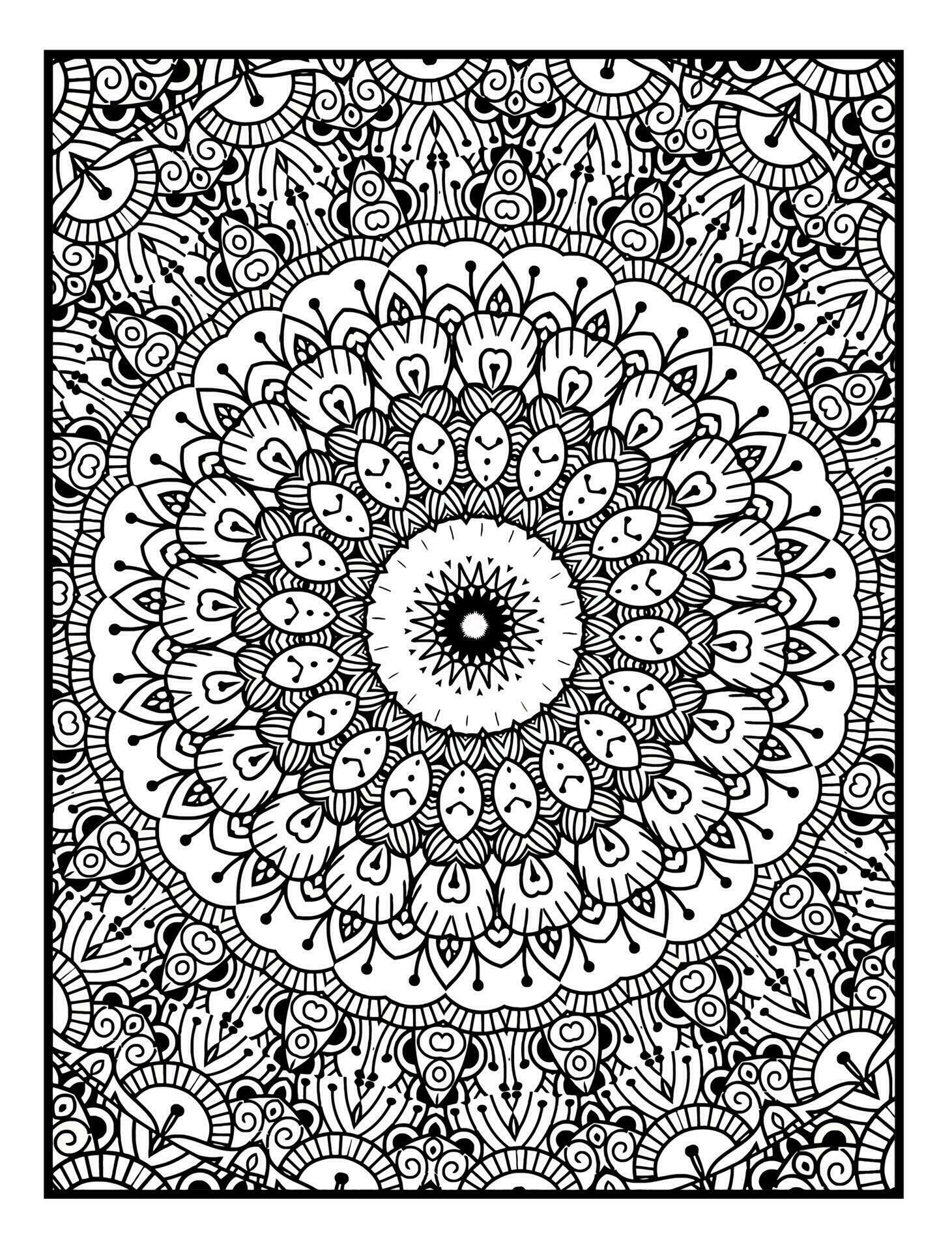 Uncolored Symmetric Tracery For Coloring Page Can Be Used As Adult