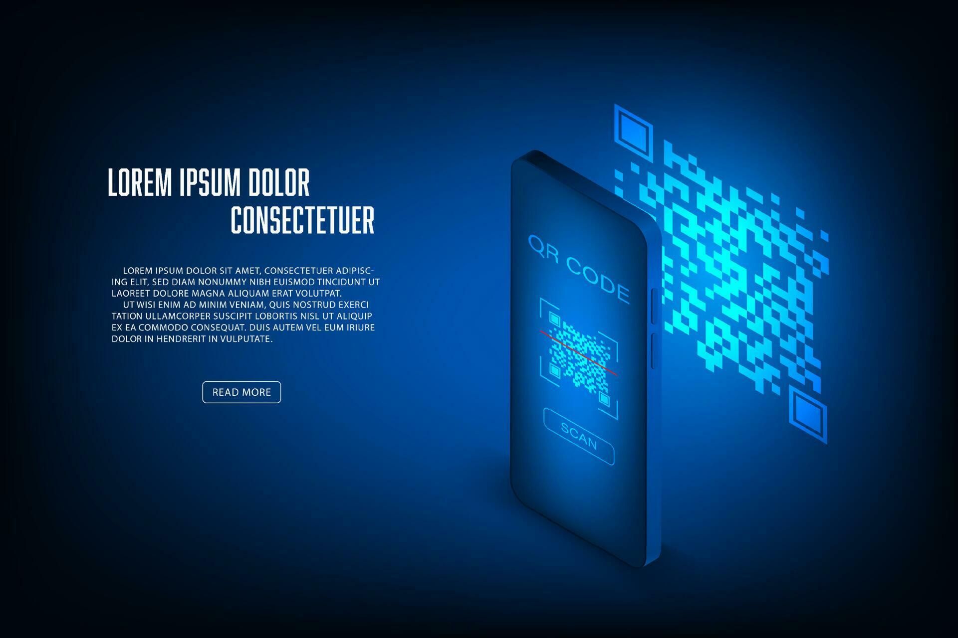 Vector QR code with smartphone technology concept. 23289262 Vector Art ...