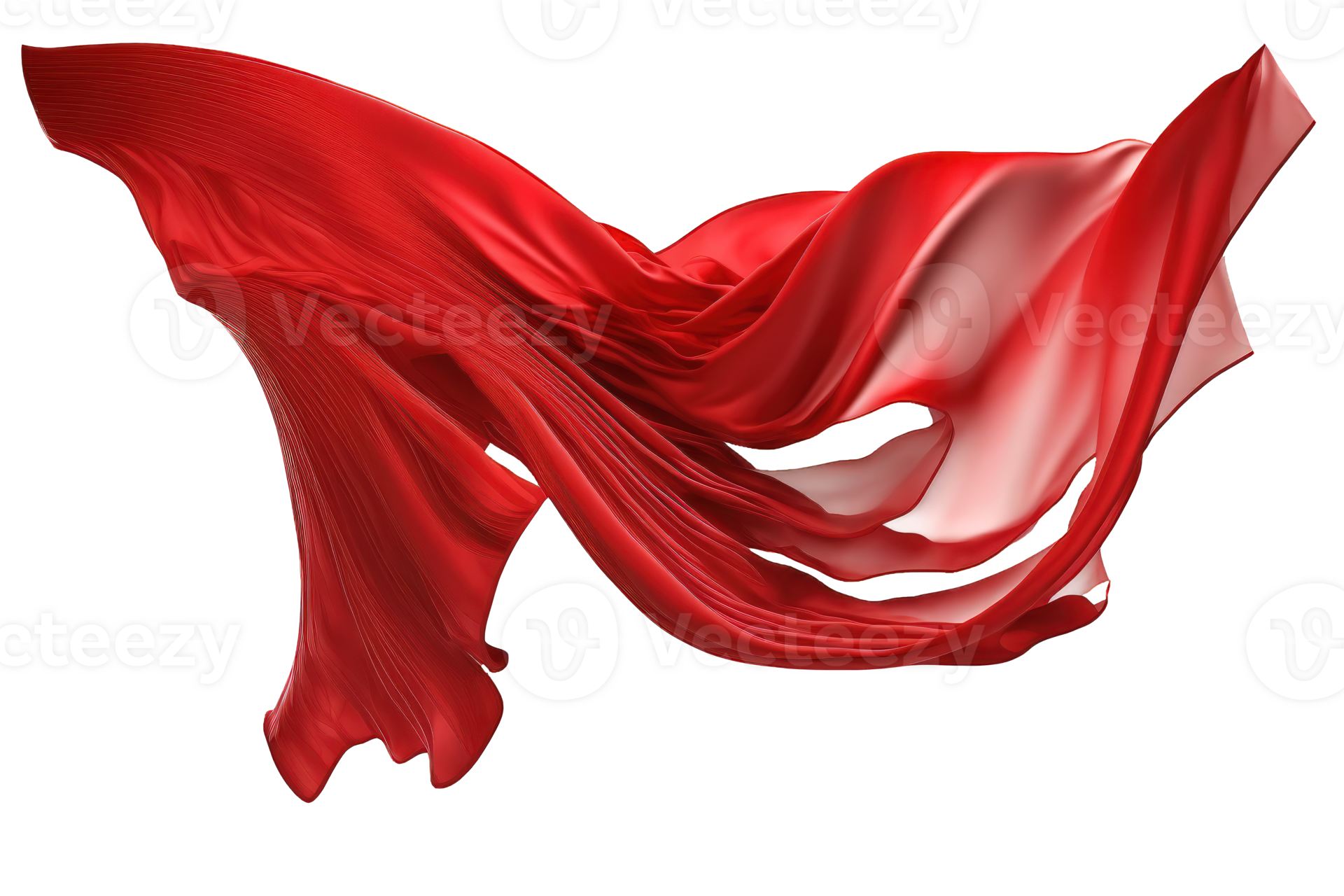 A Flowing Vivid Red Silk Fabric Appears To Be Suspended Mid Air