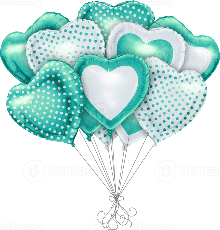 Watercolor Hand Drawn Heart Shaped Realistic Balloons 23290016 Png