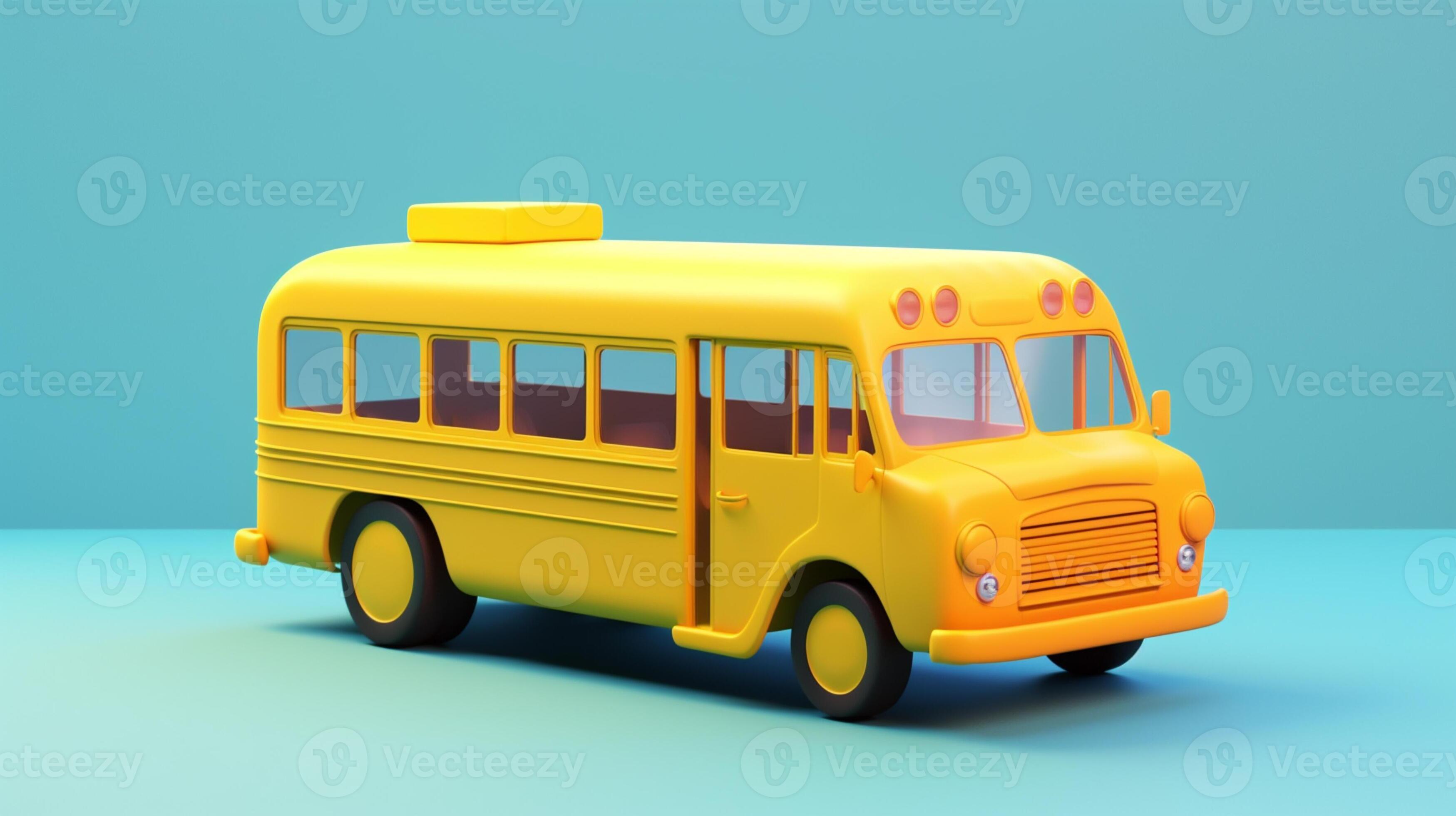 yellow school bus in trending color palette for advertising with ...