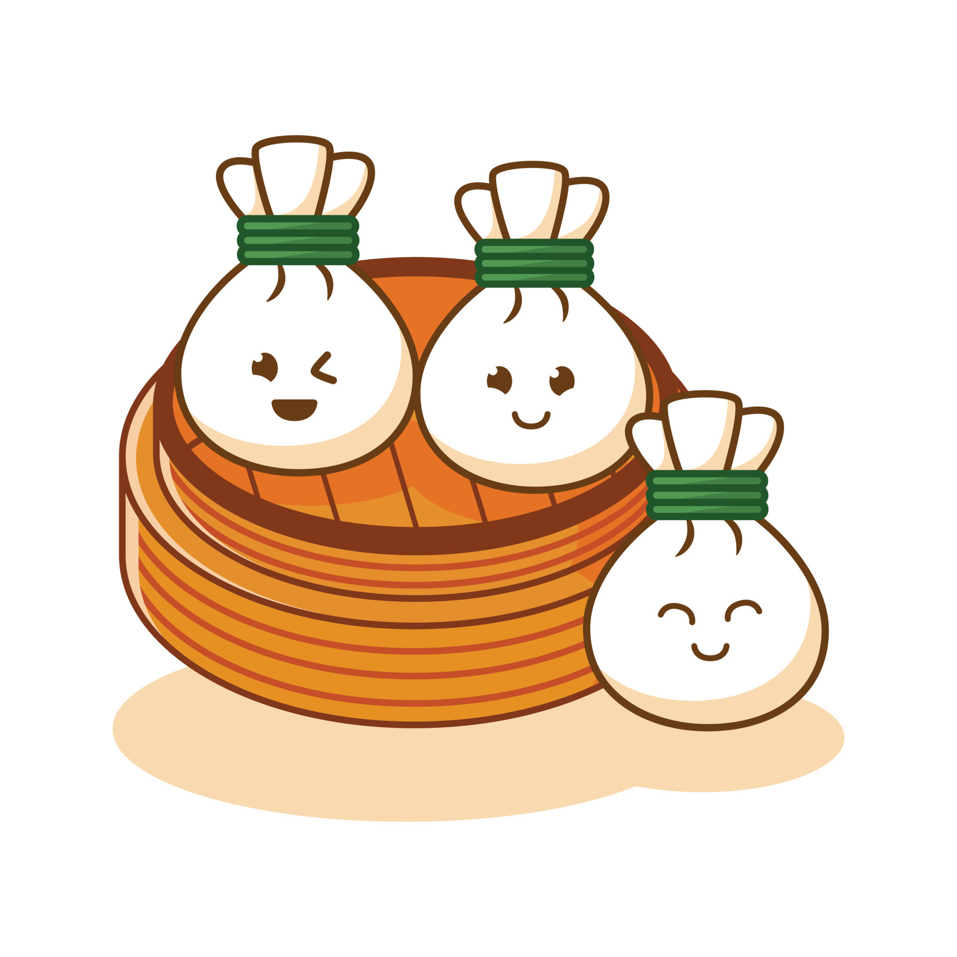 Dim Sum Dumpling Cute Cartoon Character With Various Smile Expression