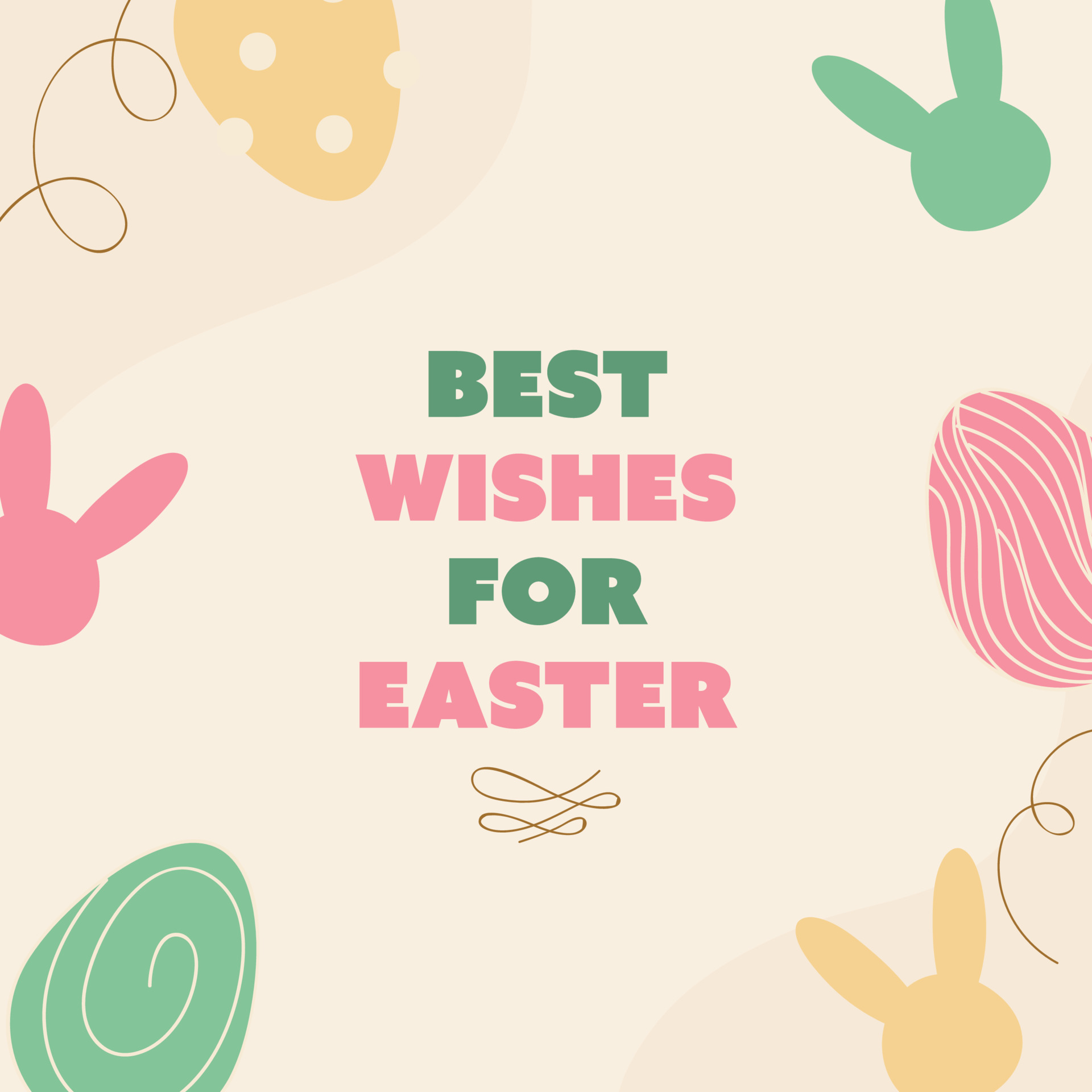 Happy Easter Wishing Card With Silhouette Bunnies Face And Printed Eggs Decorated Background ...