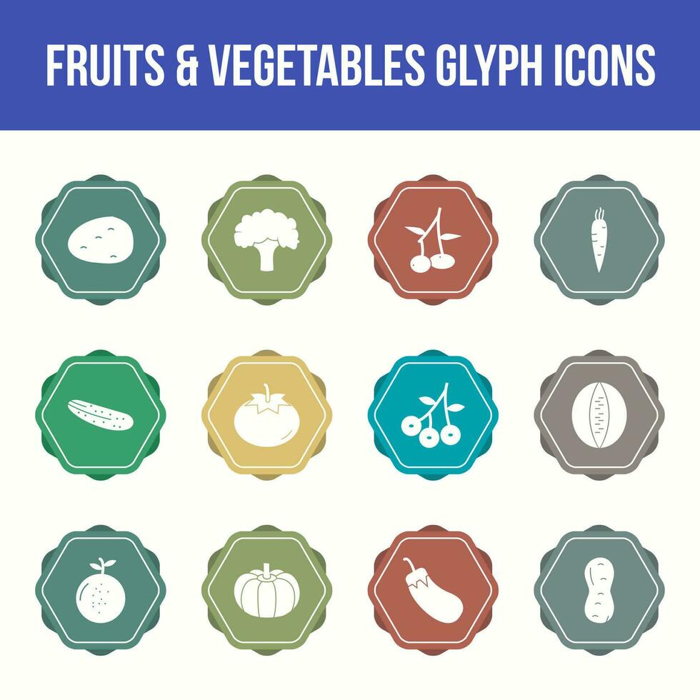 Unique fruits and vegetables vector glyph icon set 23298680 Vector Art ... Unique fruits and vegetables vector glyph icon set 23298680 Vector Art ...