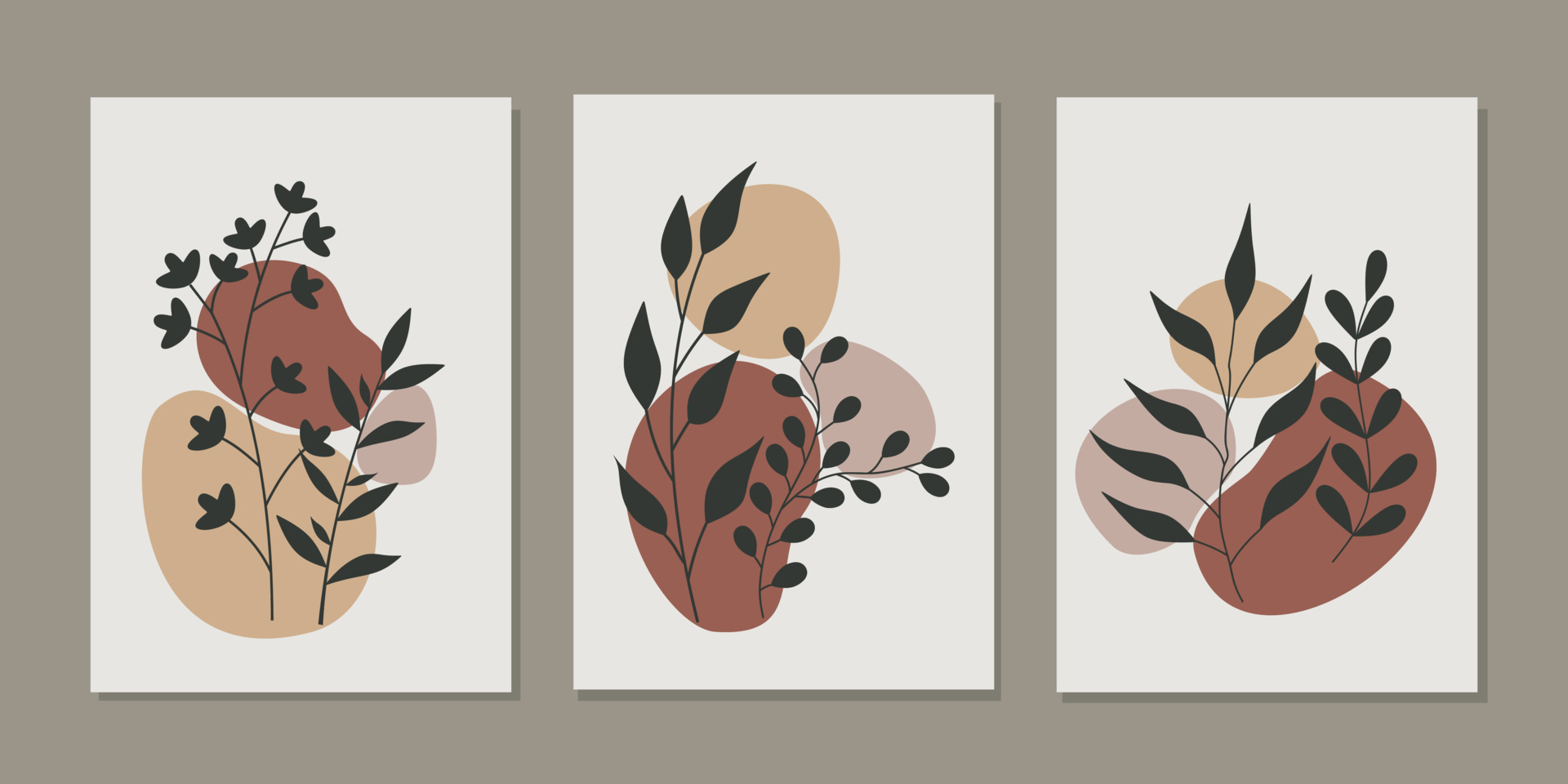 Set Of Simple Wall Decor Templates With Beautiful Hand Drawn Floral set-of-simple-wall-decor-templates-with-beautiful-hand-drawn-floral