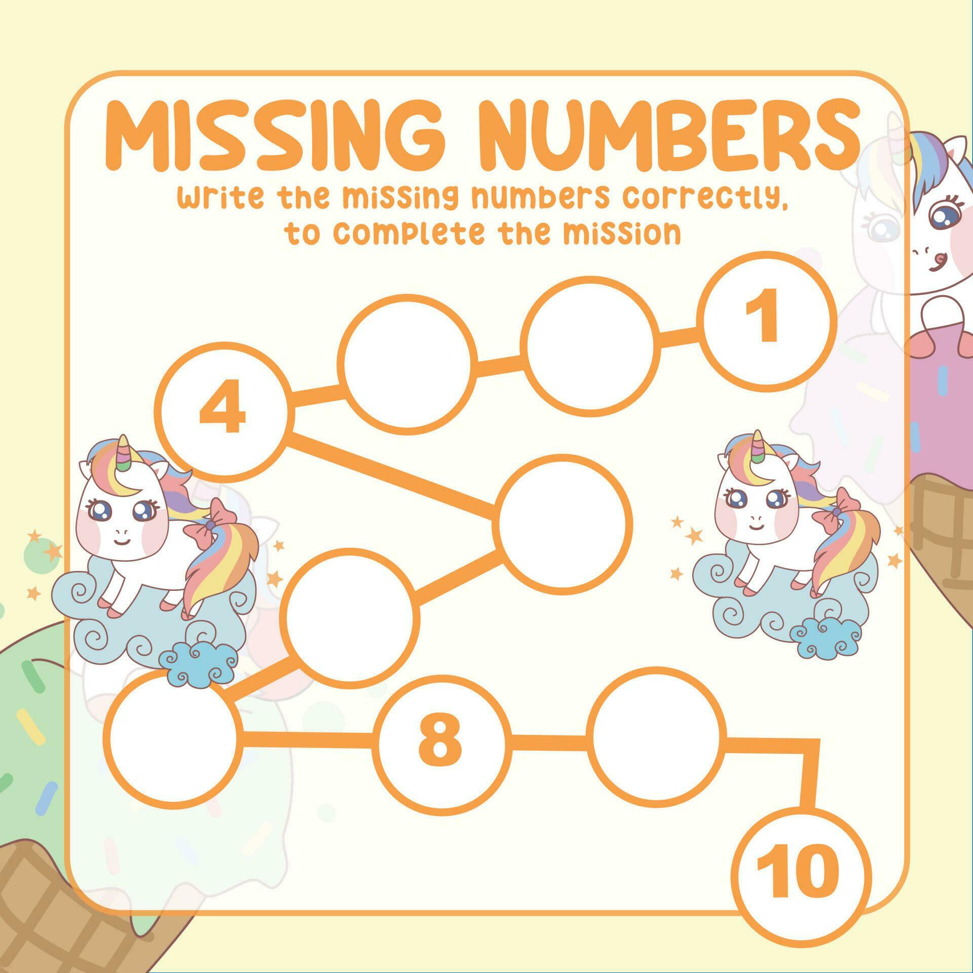 Missing numbers. Write the answer correctly. Educational printable math ...