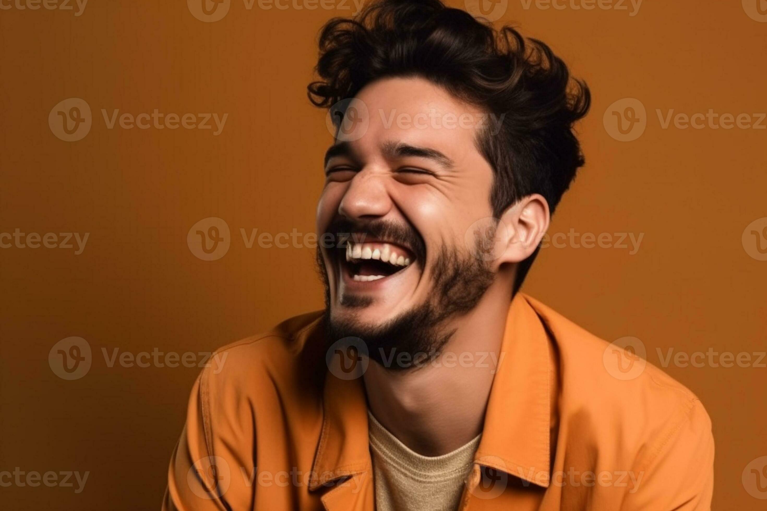 AI Generative a man on solid color background photoshoot with Laugh ...