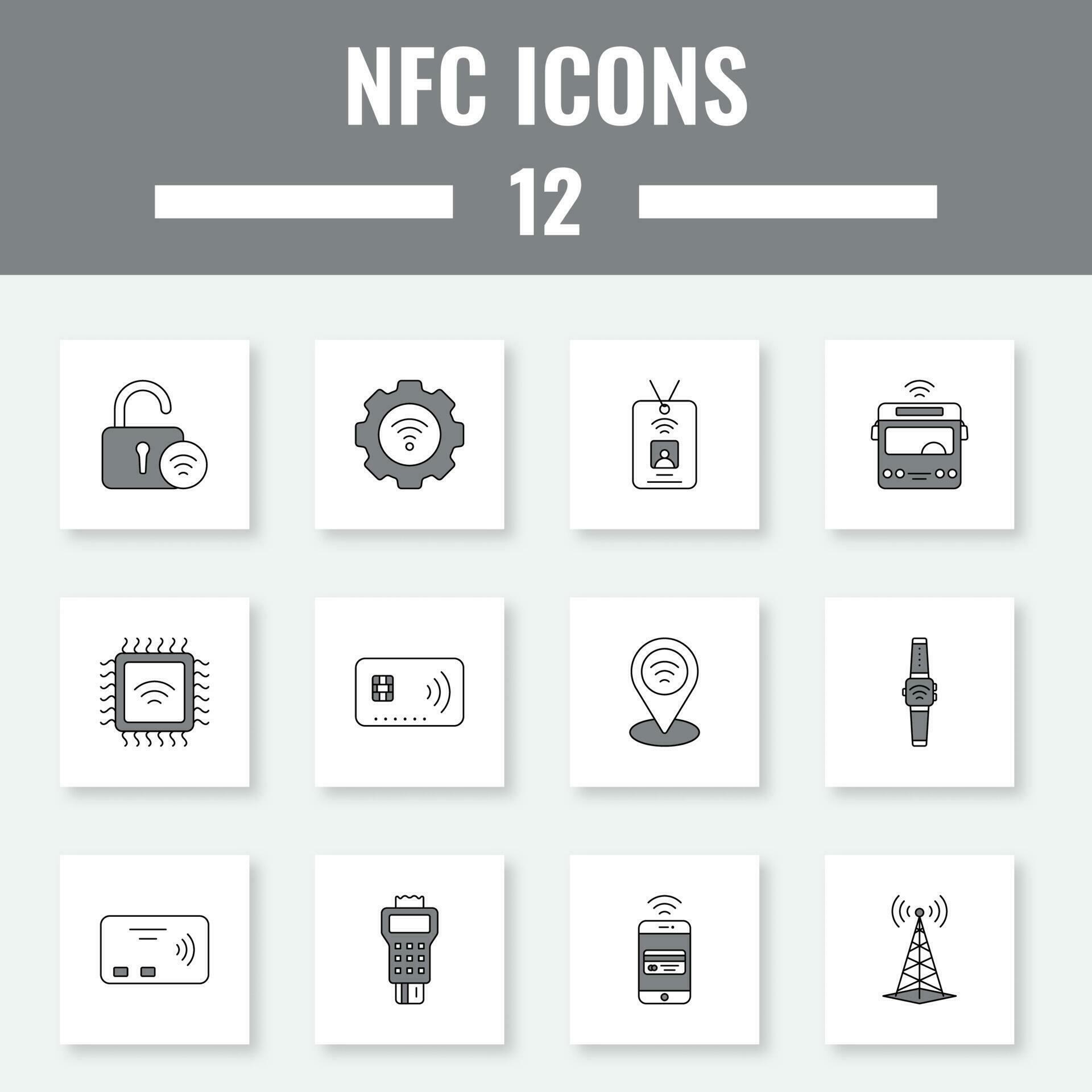Grey And White 12 NFC Nuclear Fuel Complex Square Icon Set. 23314520 Vector Art at Vecteezy