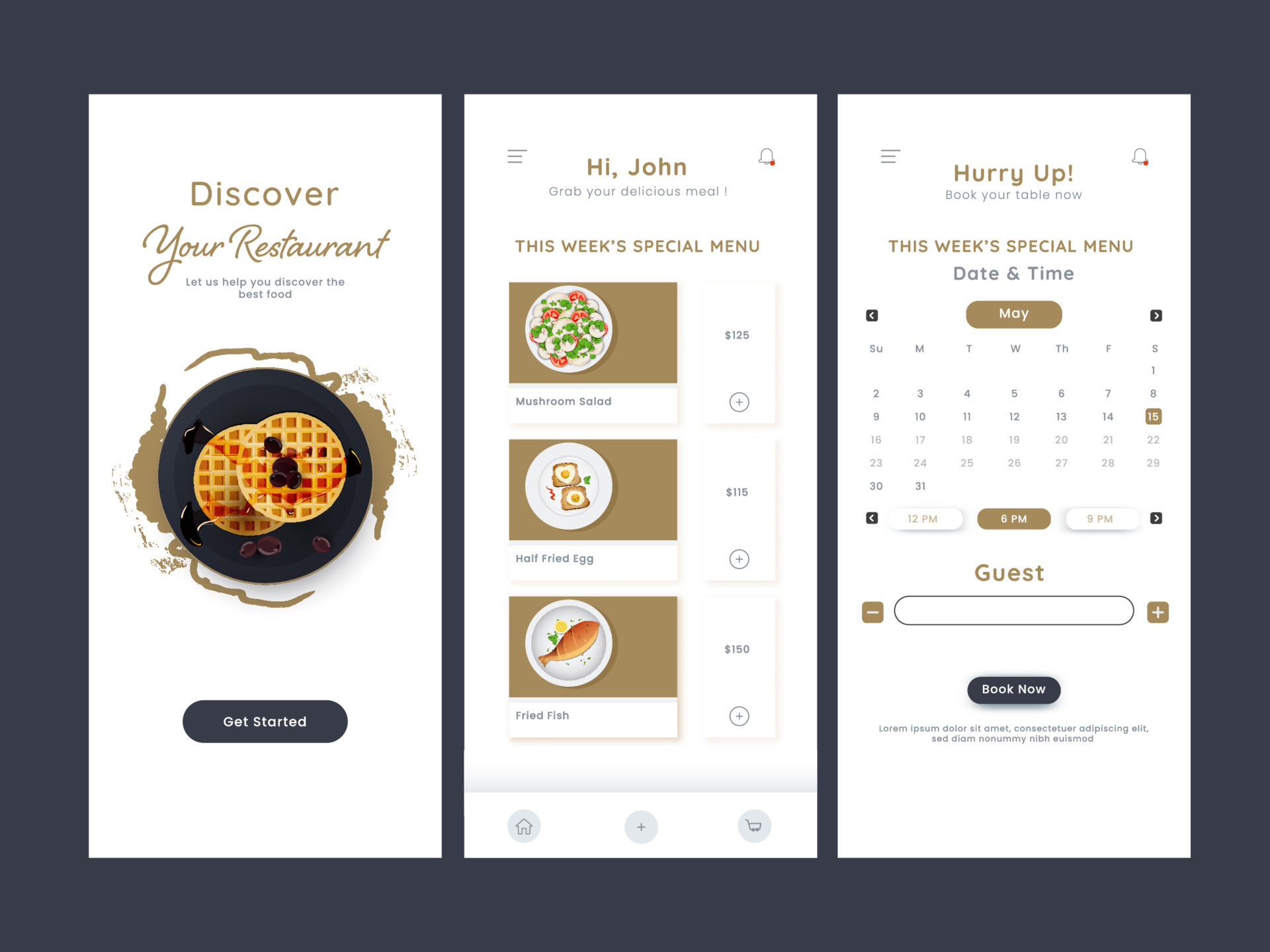 Set Of UI, UX, GUI Screens Restaurant Book A Table Or Reservation For ... Set Of UI, UX, GUI Screens Restaurant Book A Table Or Reservation For ...
