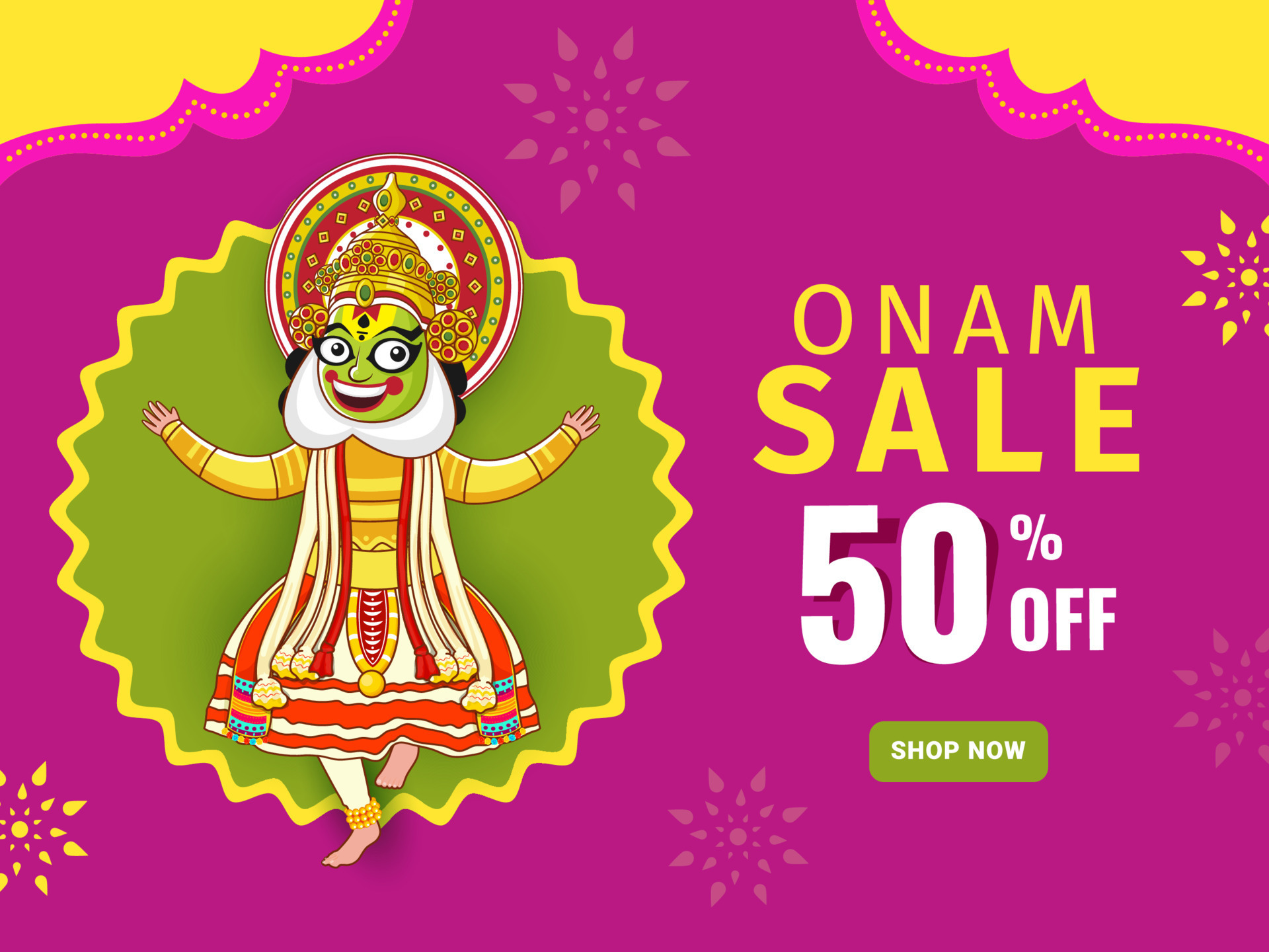 Discount Offer For Onam Sale Poster Design With Cheerful Kathakali Dancer Character. 23315368 ...