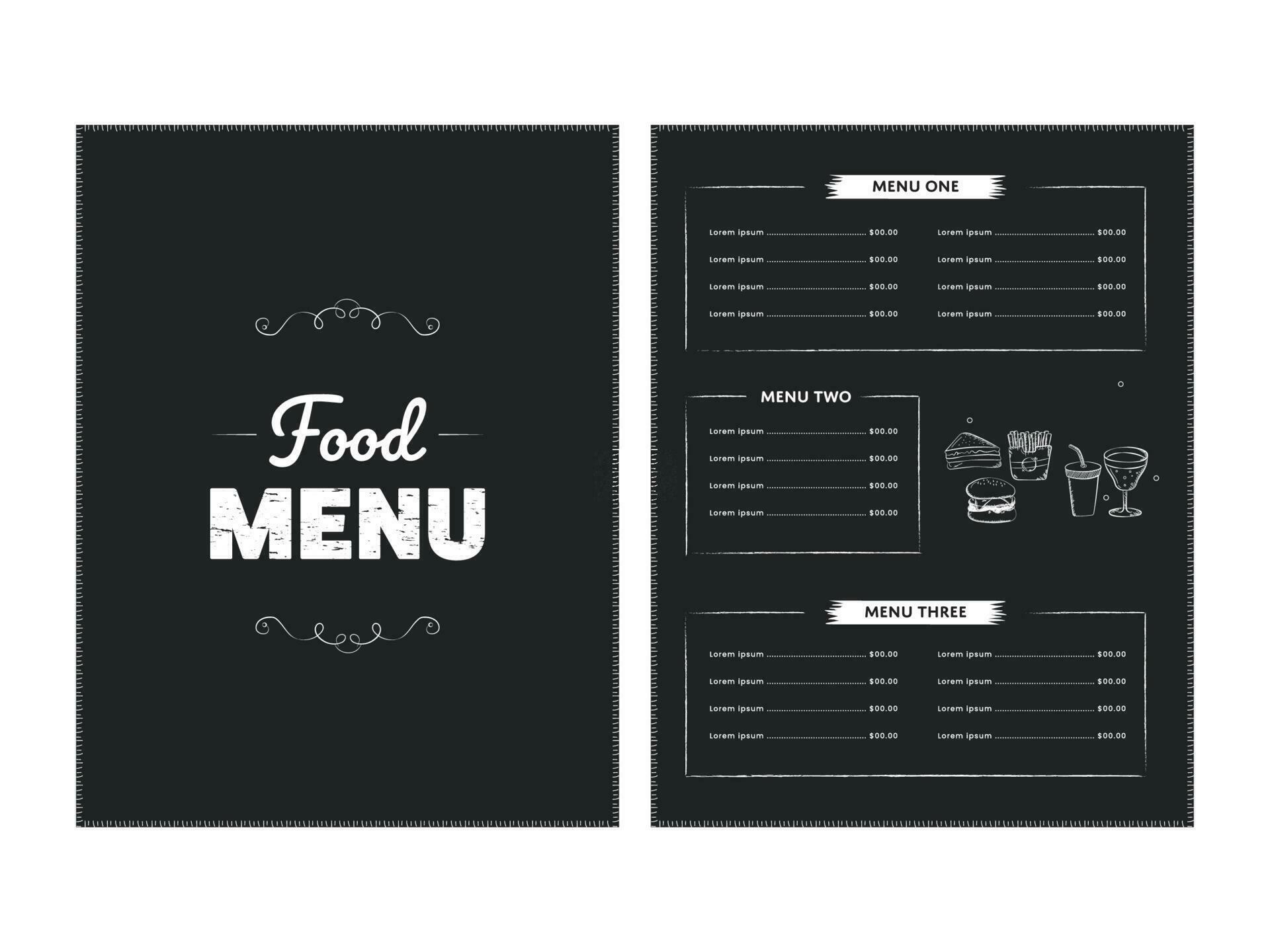 Food Menu Card Template Layout In Front And Back Side. 23316281 Vector ...
