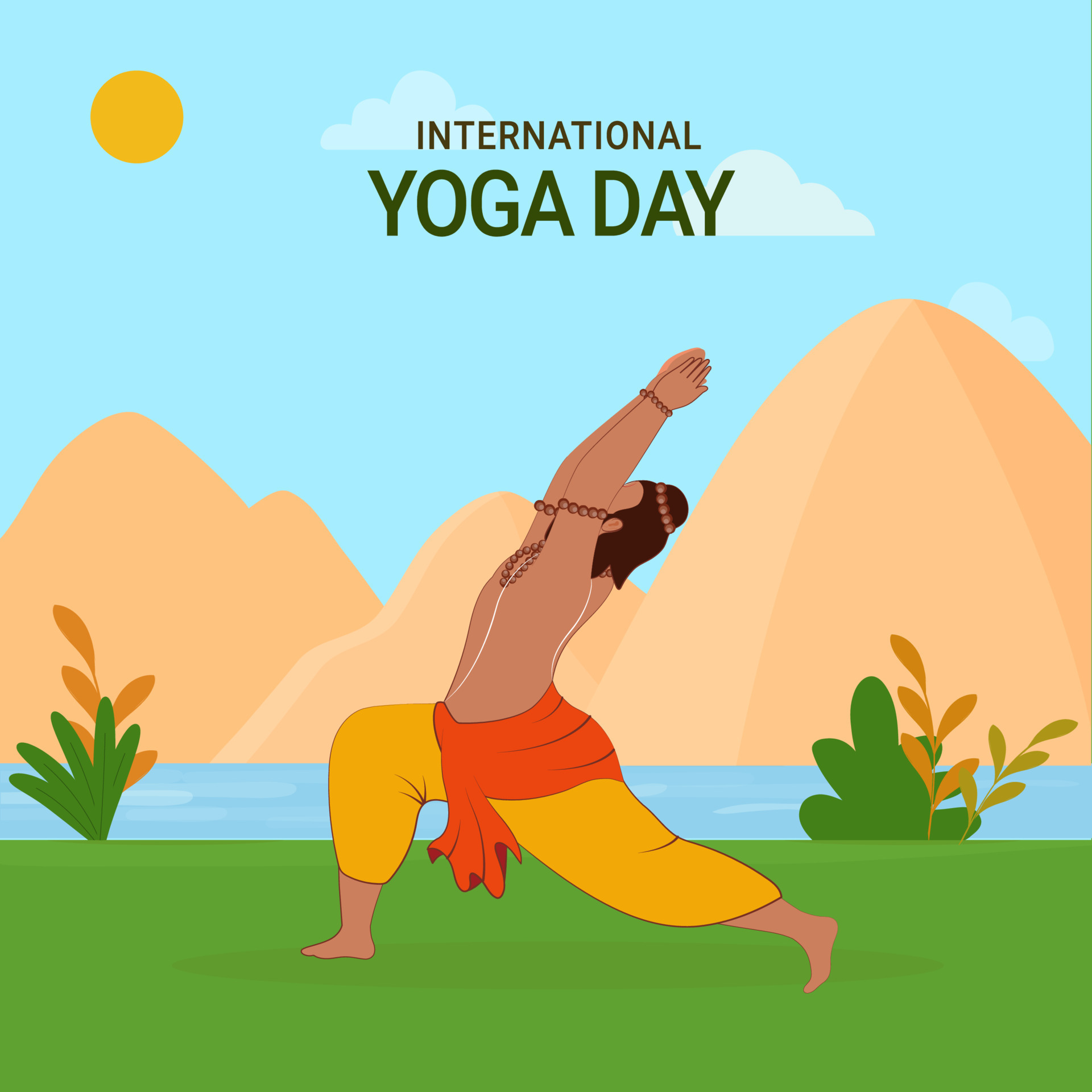 International Yoga Day Concept With Indian Sage Sadhu Doing Surya Namaskar On Nature Background ...