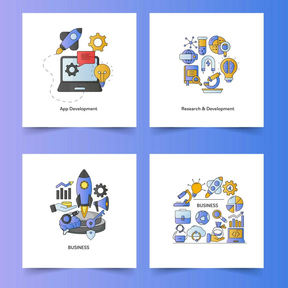 Flat Style Icons Concept For App Development, Research Development ...