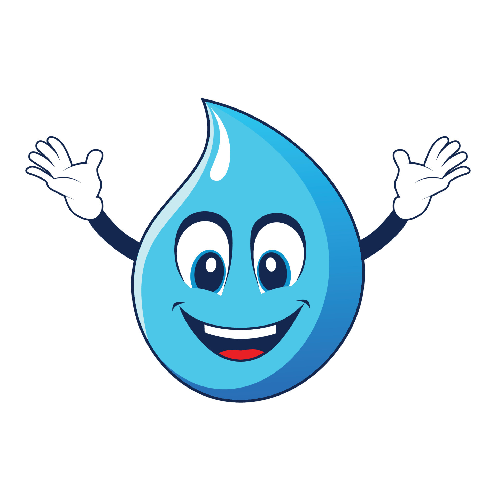 Water Drop Mascot With Happy Smiling Face Vector Illustration Isolated On White Background