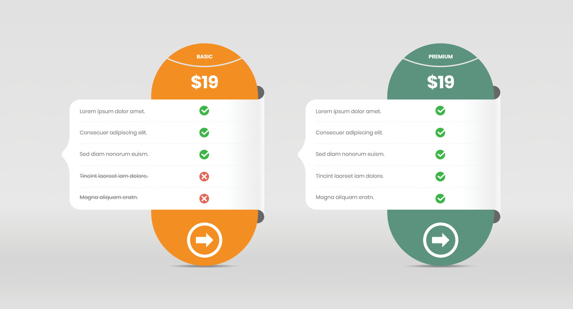 Pricing Comparison Overview Table With Checkpoint And Abstract Curve Shape 23329842 Vector Art