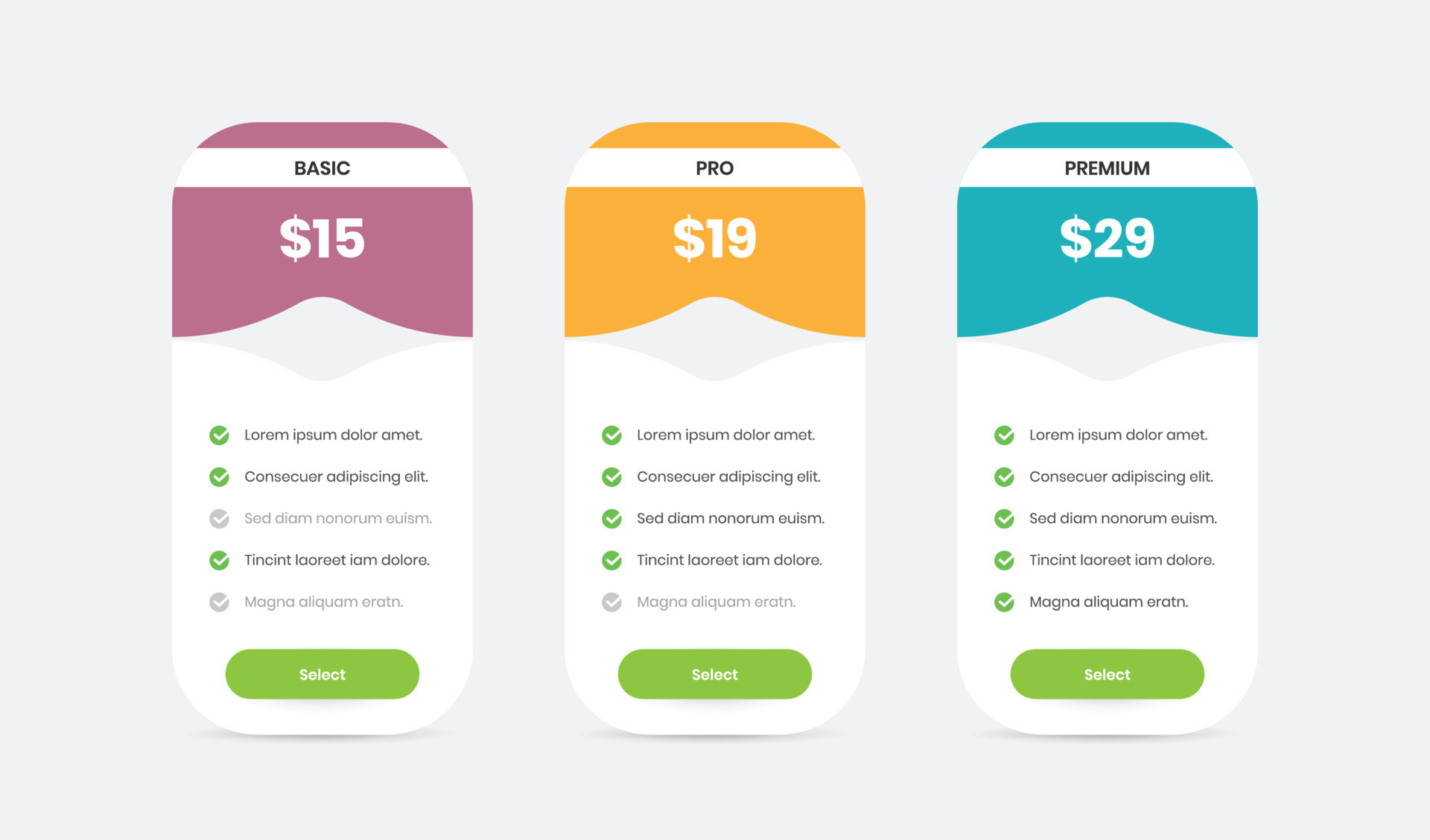 Minimalistic Pricing Plan Comparison Chart For Web And Mobile Interface 23329848 Vector Art At