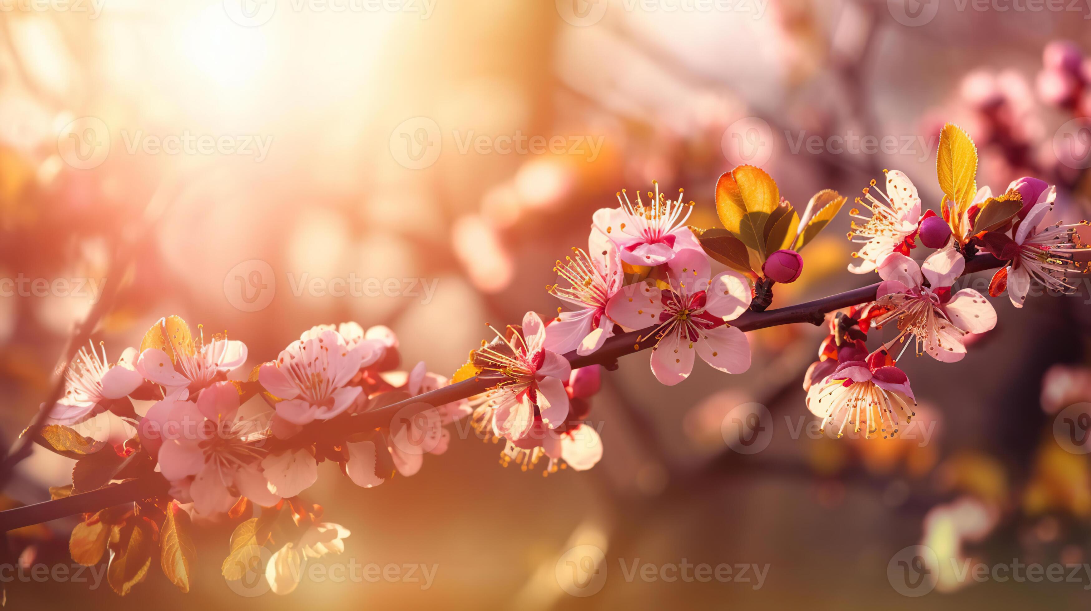 Spring blossom background. Beautiful nature scene with blooming tree ...