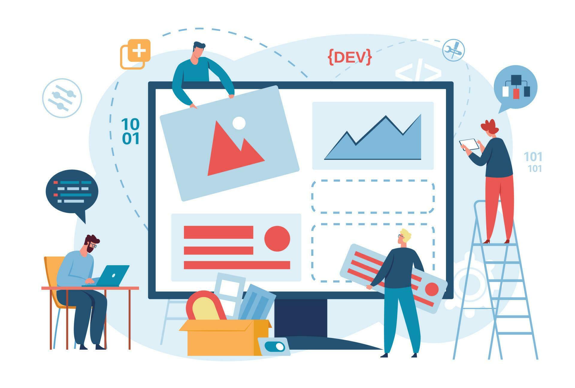 Web developers and designers team build website, webpage design ...