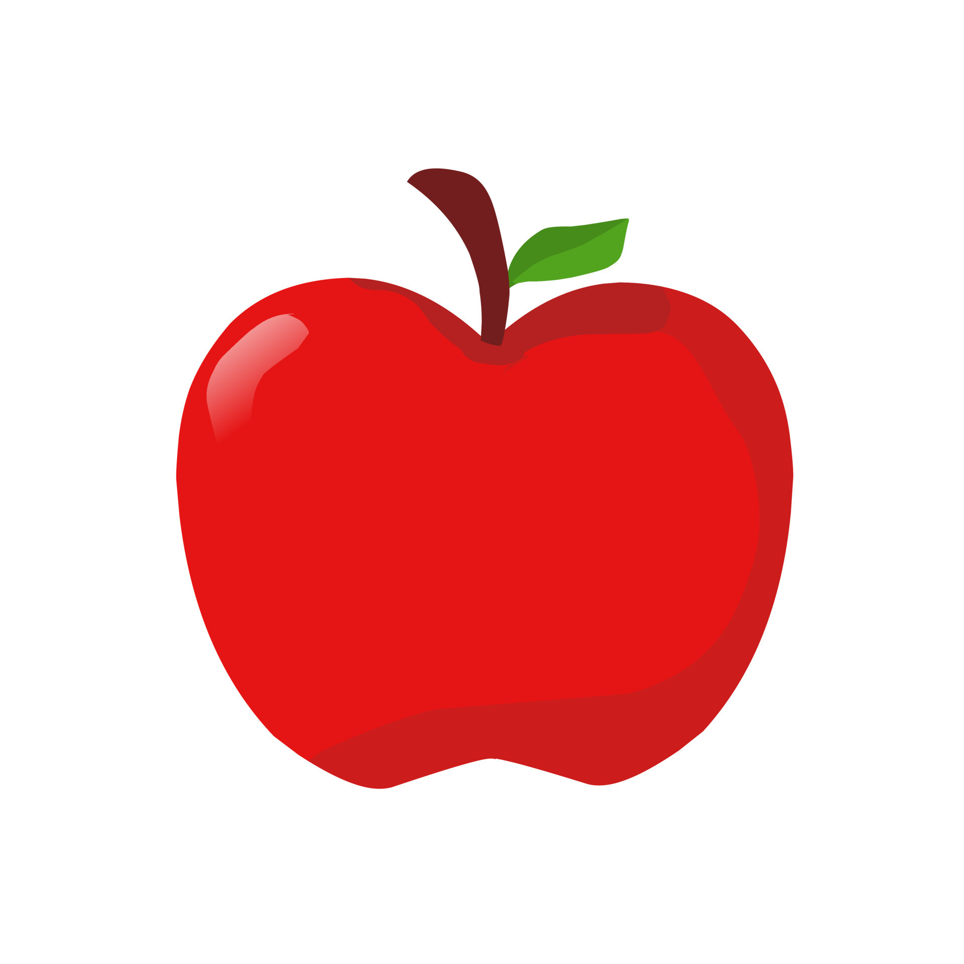 Red Apple With Green Leaf Flat Design Vector Icon Healthy Fruit