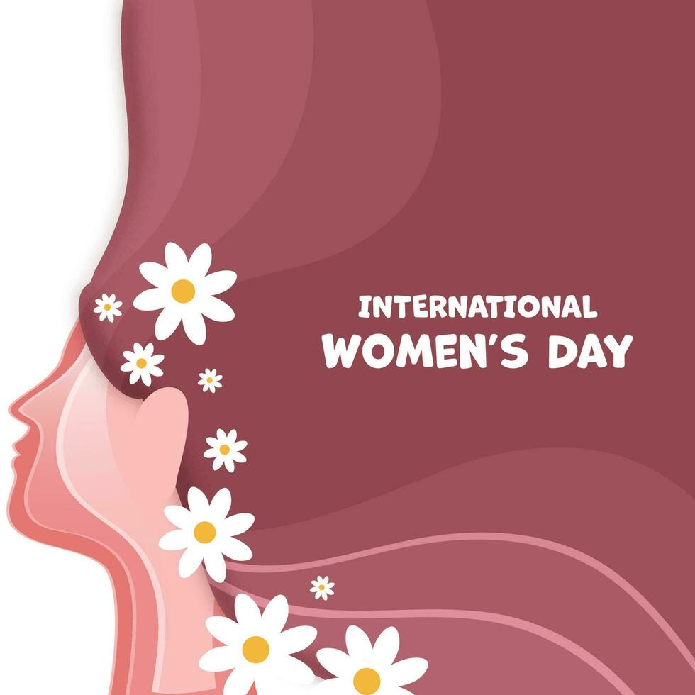 International Womens Day Greeting Card With A Women Face And White