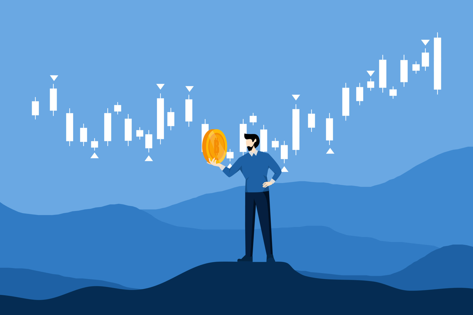 Bitcoin business concept, Businessman holding bitcoin in front of ... Bitcoin business concept, Businessman holding bitcoin in front of ...