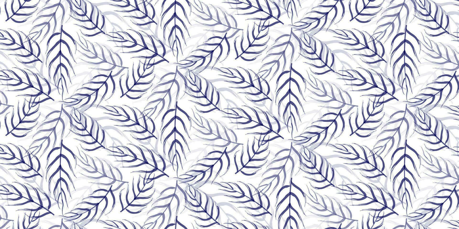Seamless pattern with blue leaves on white background. Vector ...
