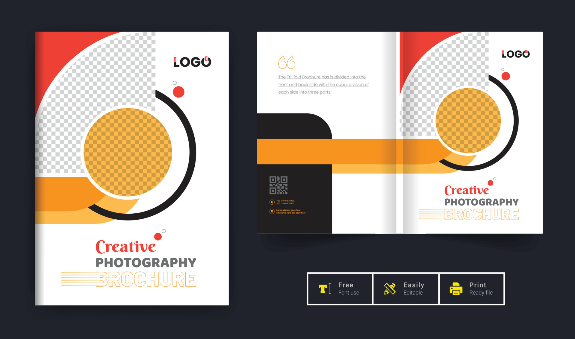 Colorful Photography Brochure Design Template Abstract Creative Layout For Multipurpose Use