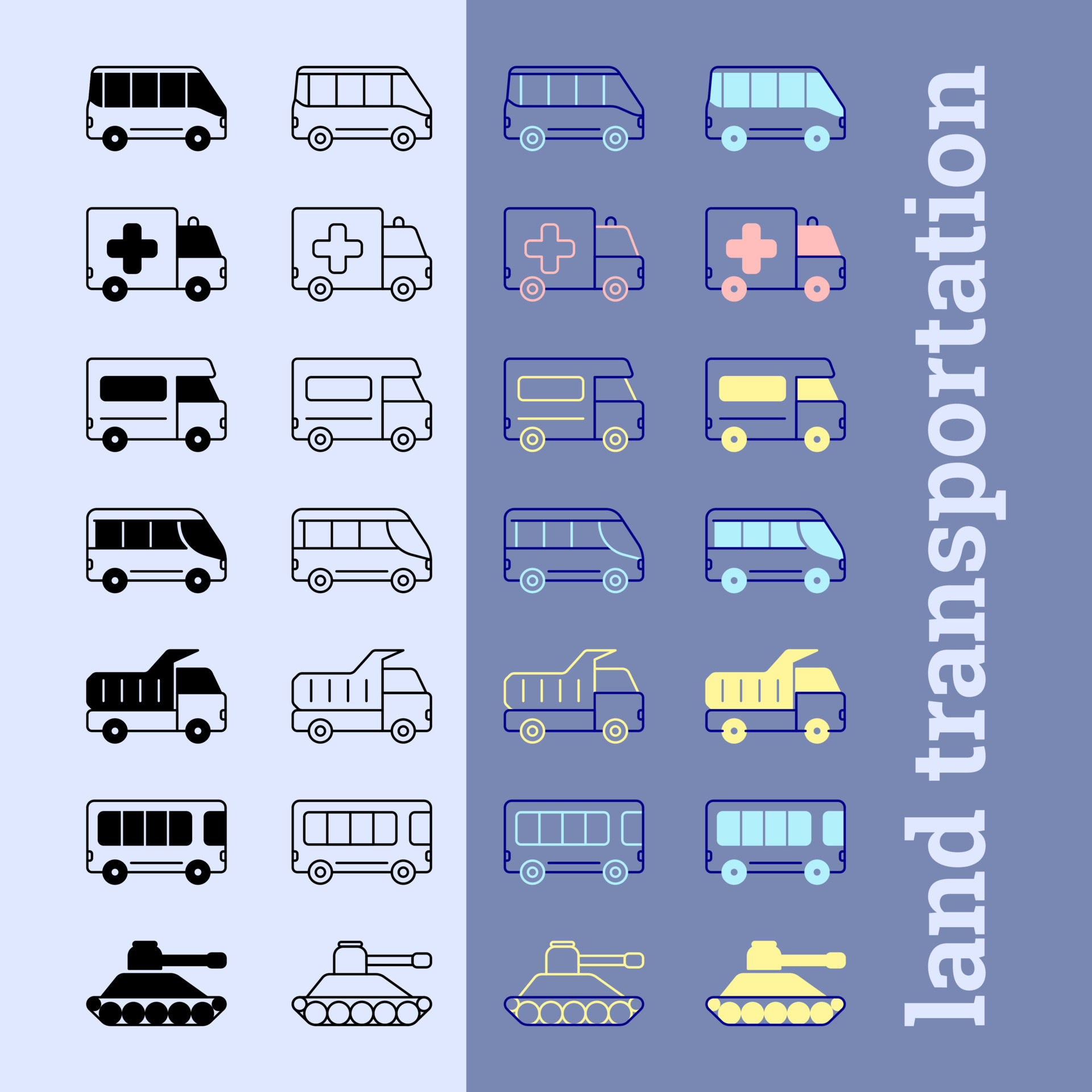 On the Road Land Transportation Icons 23346011 Vector Art at Vecteezy