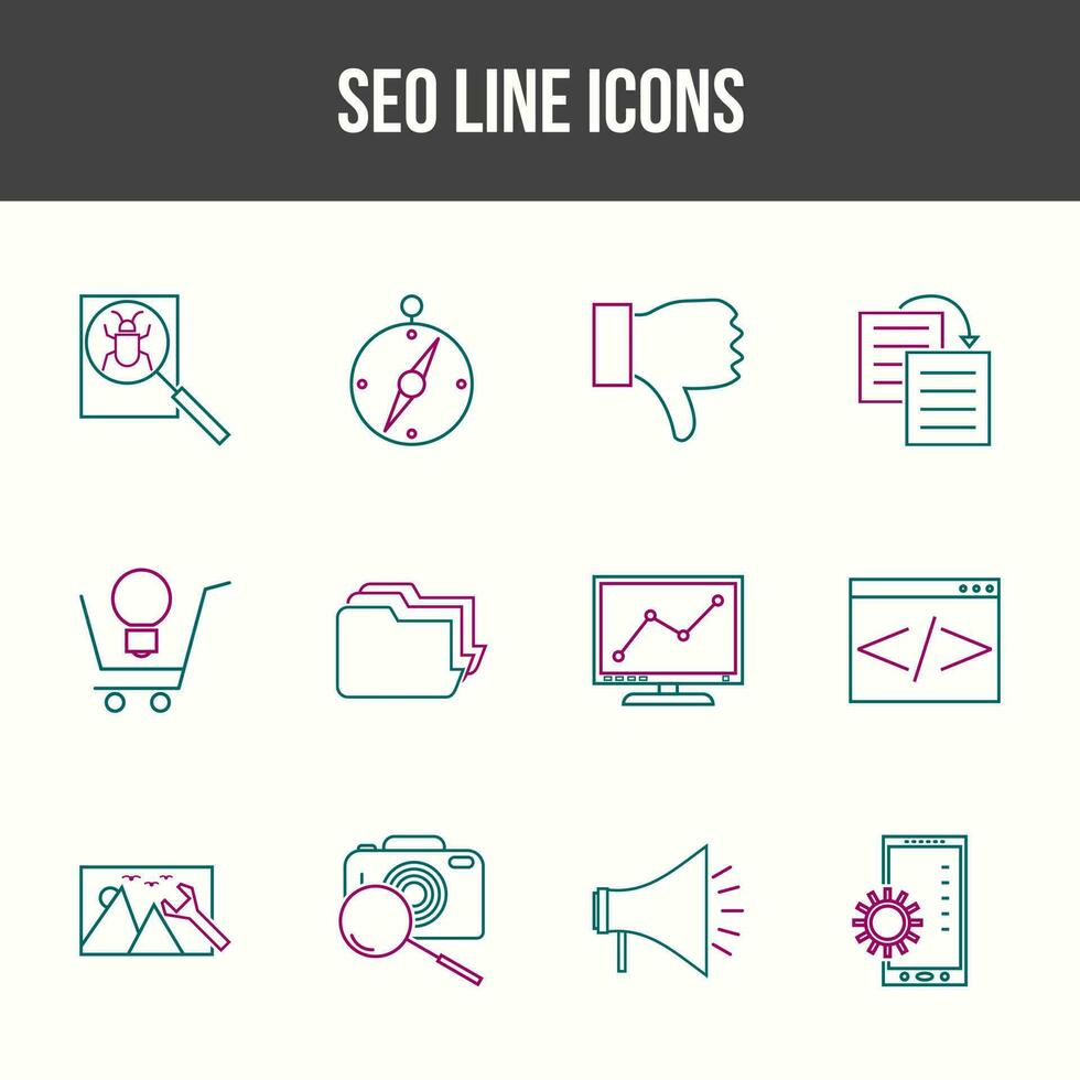 conjunto único de iconos de línea seo 23346428 Vector en Vecteezy