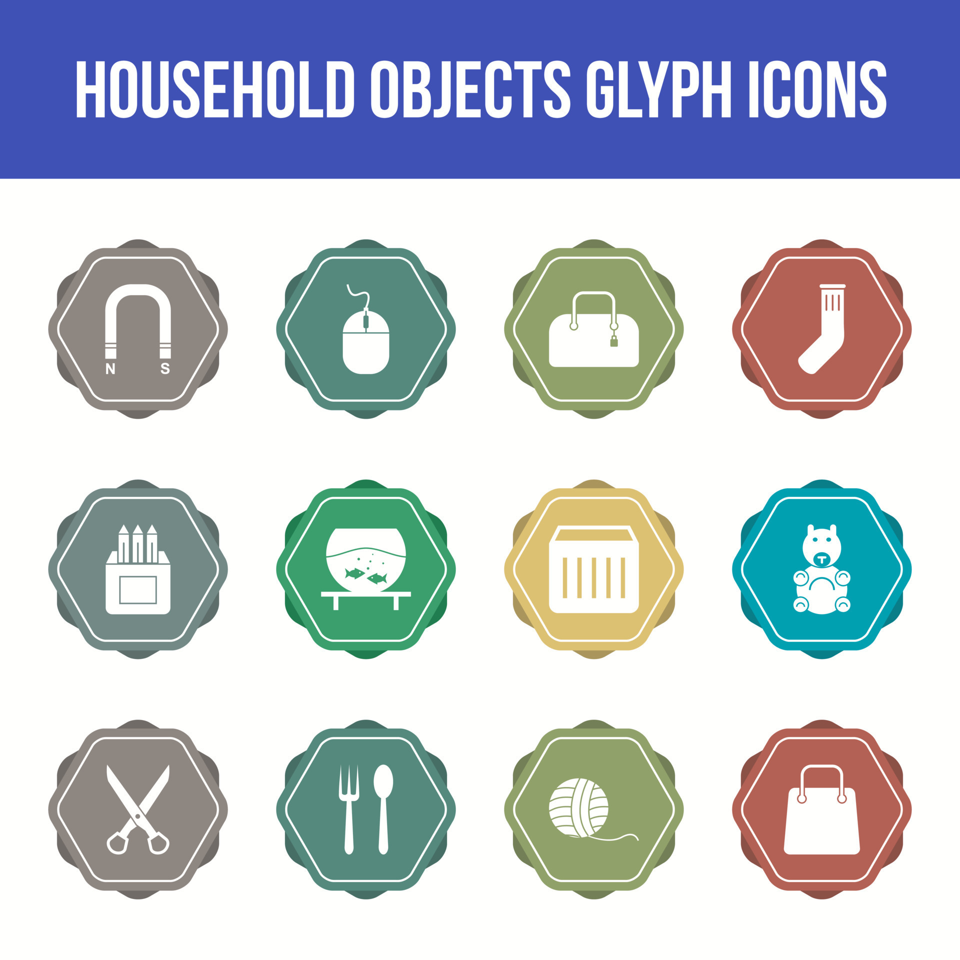 conjunto de iconos de glifo vectorial de objetos domésticos únicos ... conjunto de iconos de glifo vectorial de objetos domésticos únicos ...