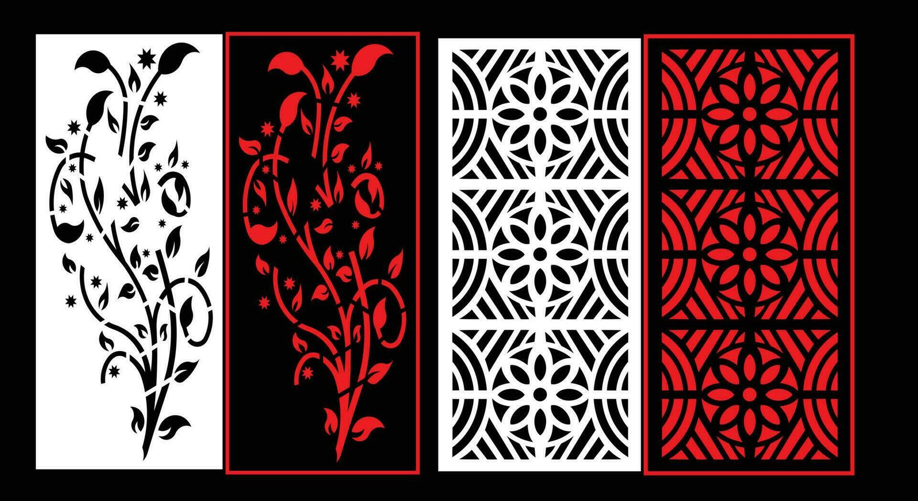 Decorative wall panels set Jali design CNC pattern, laser cutting pattern, router CNCcutting ...