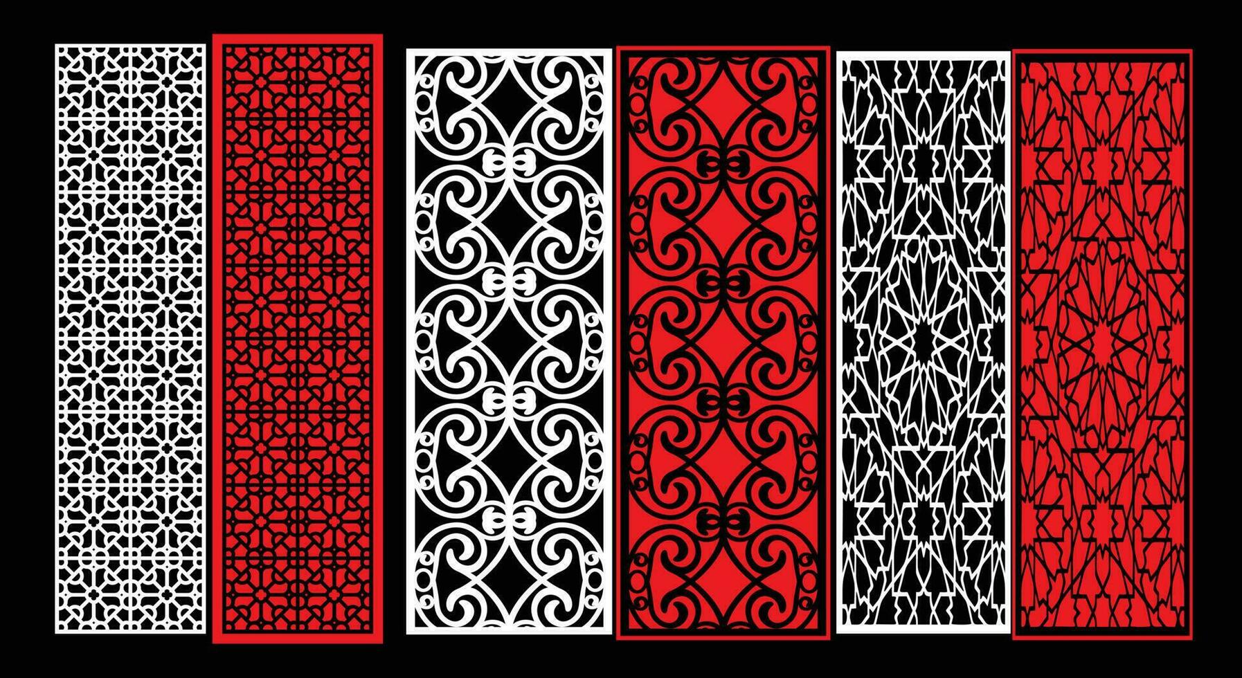 Decorative wall panels set Jali design CNC pattern, laser cutting pattern, router CNCcutting ...