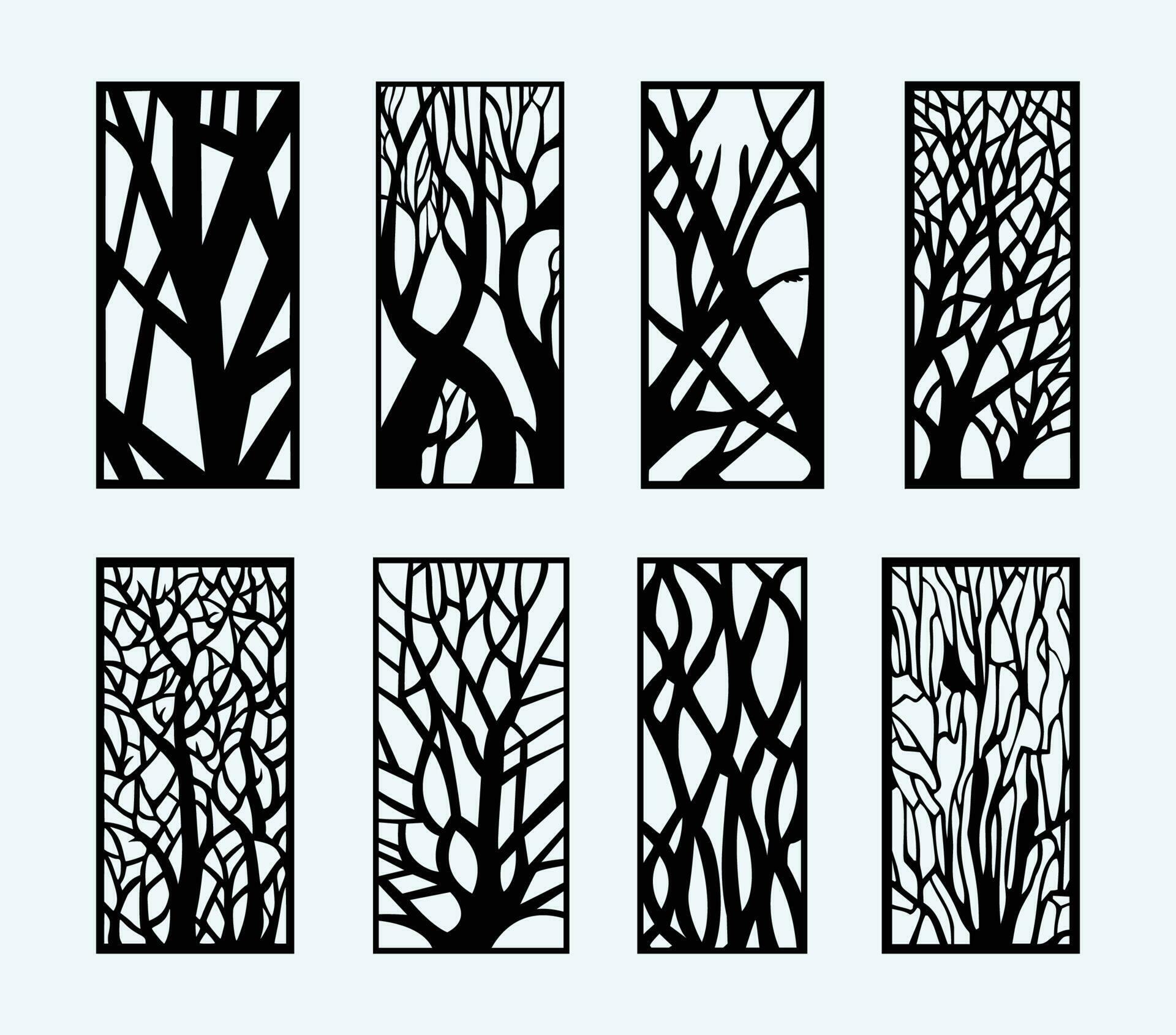 Set of Decorative tree laser cut panels 23354634 Vector Art at Vecteezy