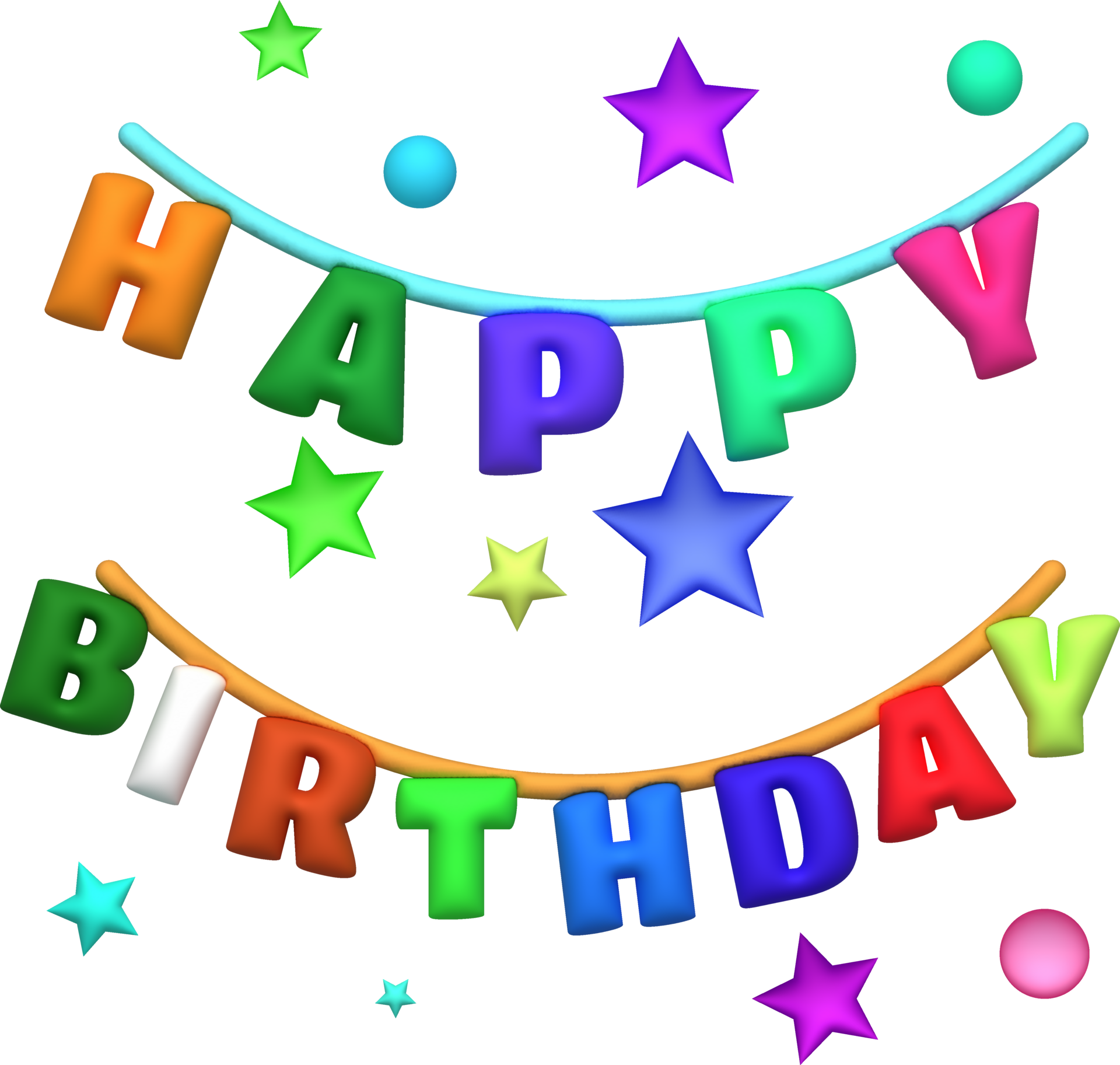 Illustration 3d Happy Birthday Word And Colorful Stars 23354712 Png