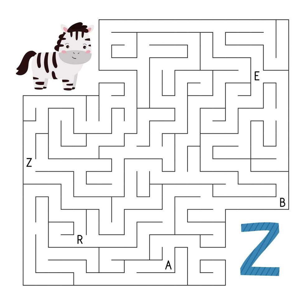 Learn letters. ABC maze game. Educational puzzle for children. Help ...