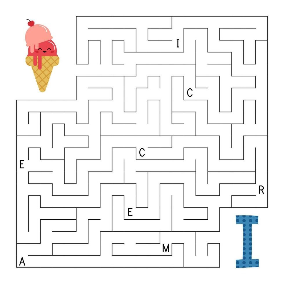 ABC maze game. Educational puzzle for kids. Labyrinth with letters ...