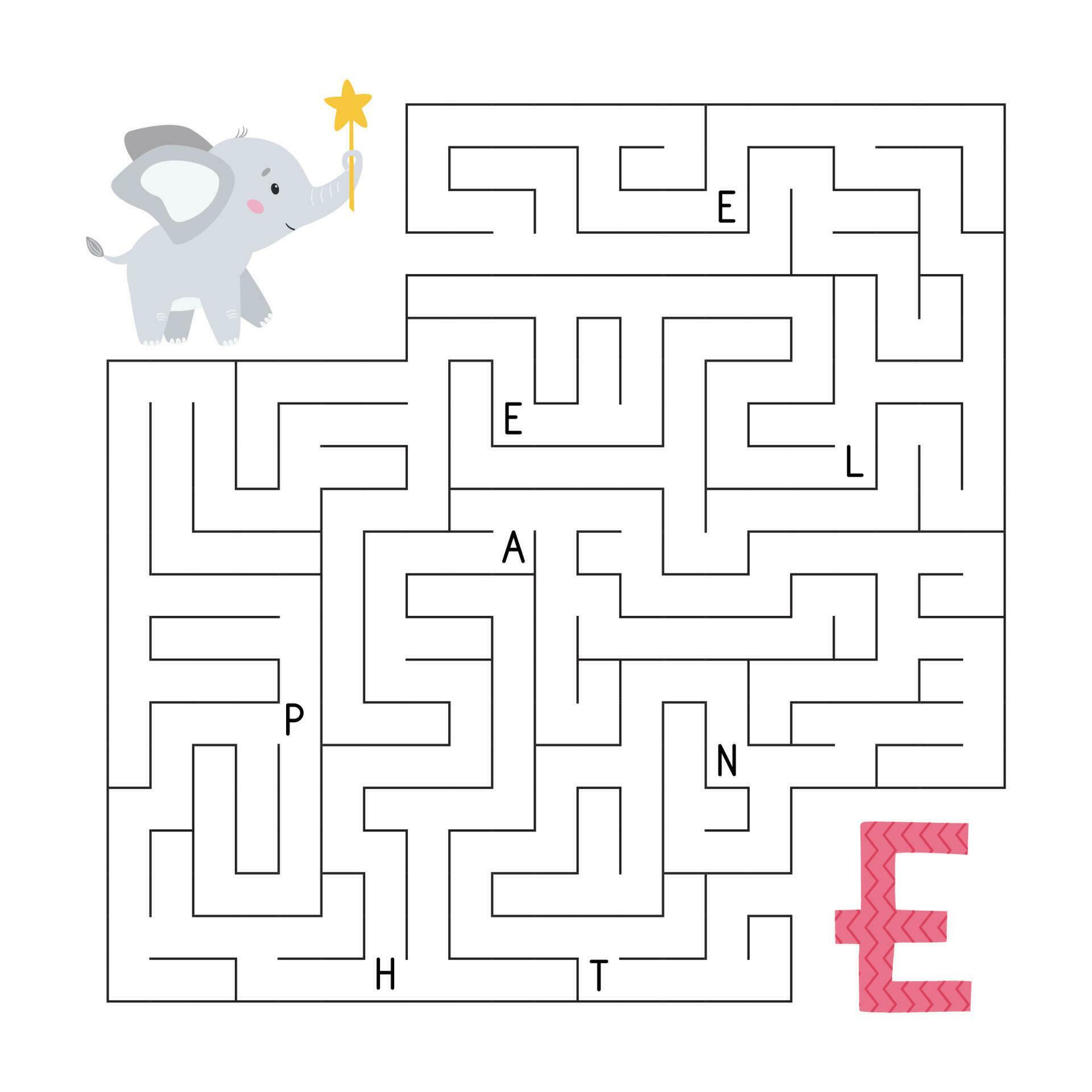 ABC maze game. Educational puzzle for kids. Labyrinth with letters ...