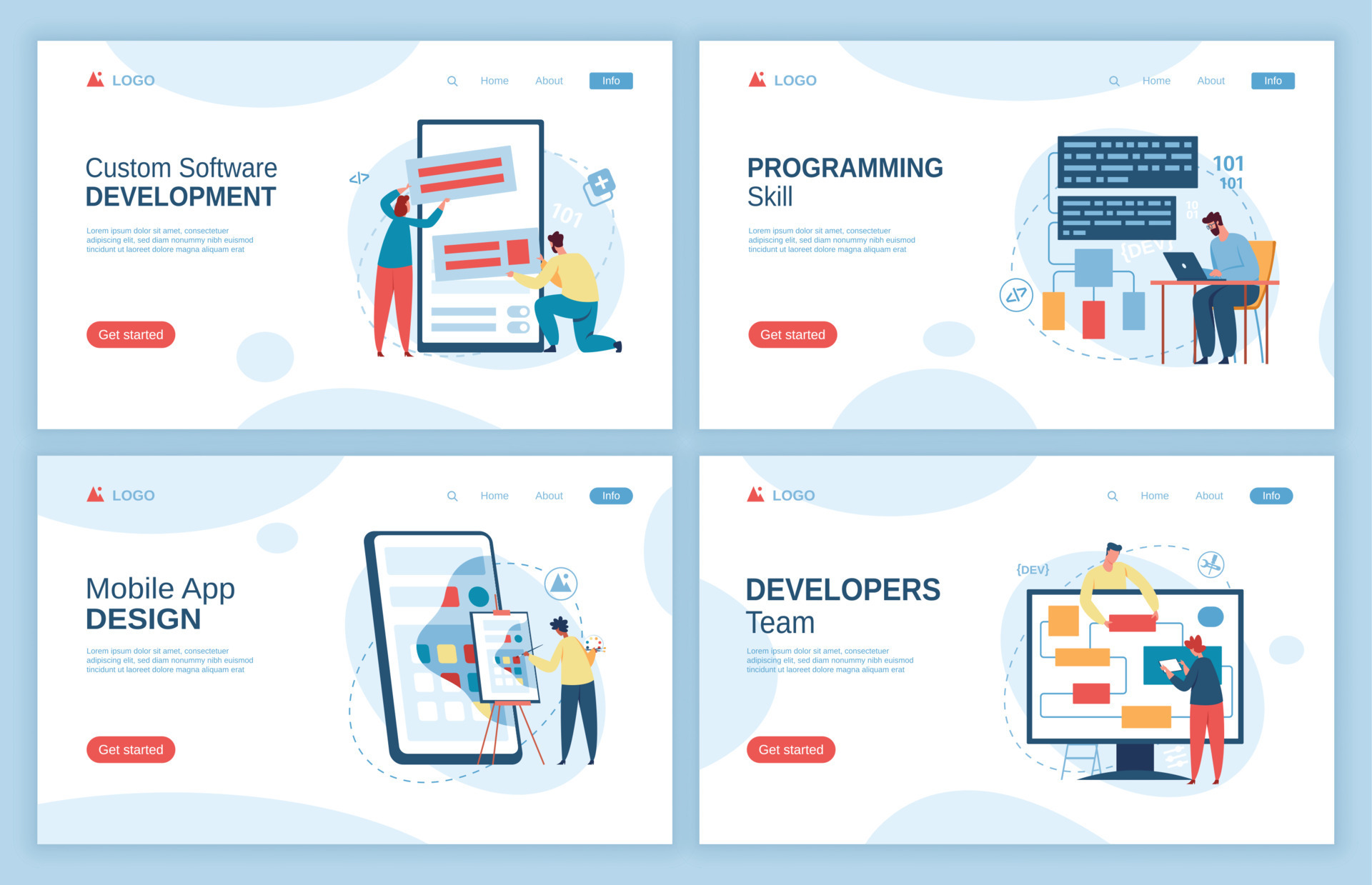 Mobile app design, software development landing page template ... Mobile app design, software development landing page template ...