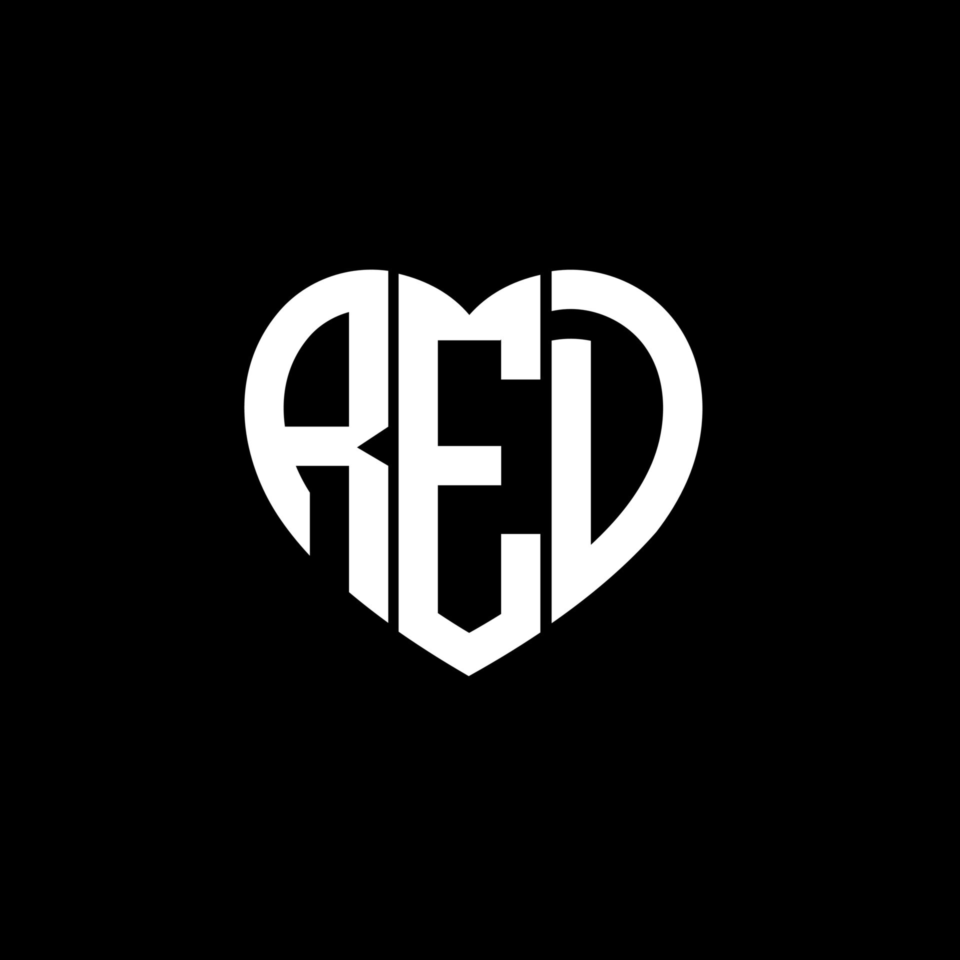 Red Creative Love Shape Monogram Letter Logo Red Unique Modern Flat