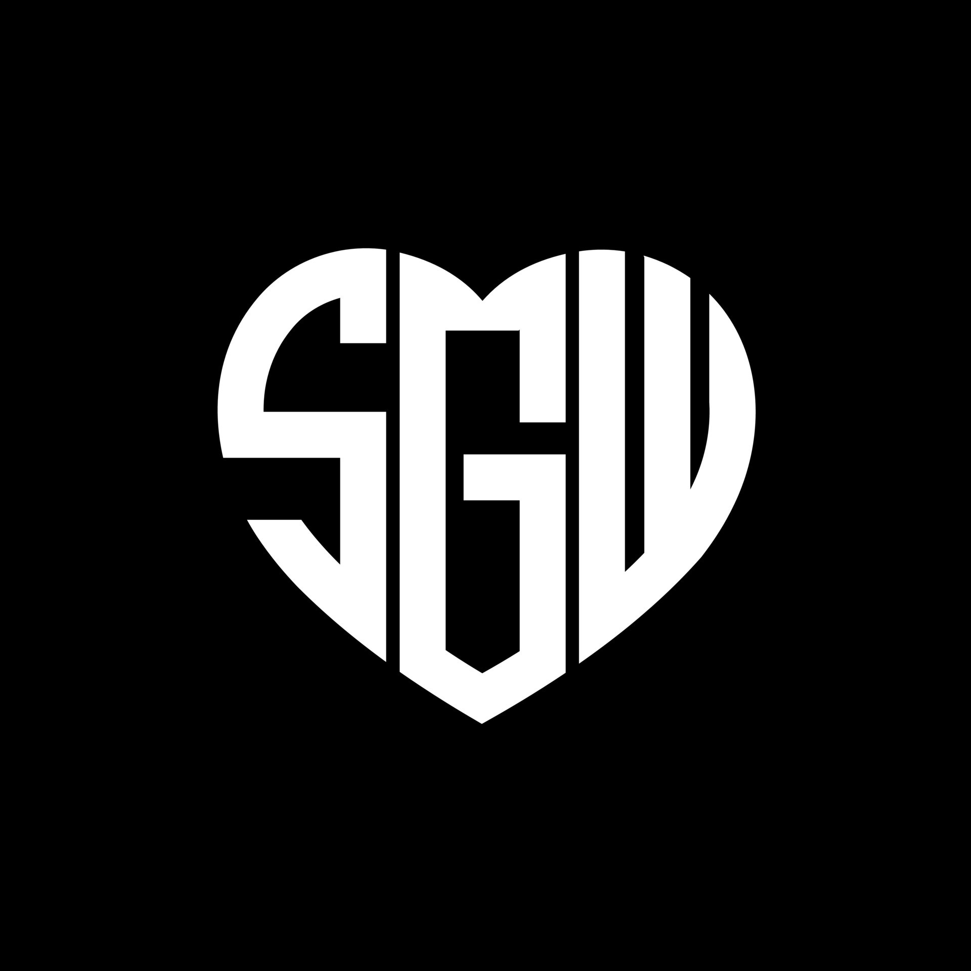 SGW creative love shape monogram letter logo. SGW Unique modern flat ...