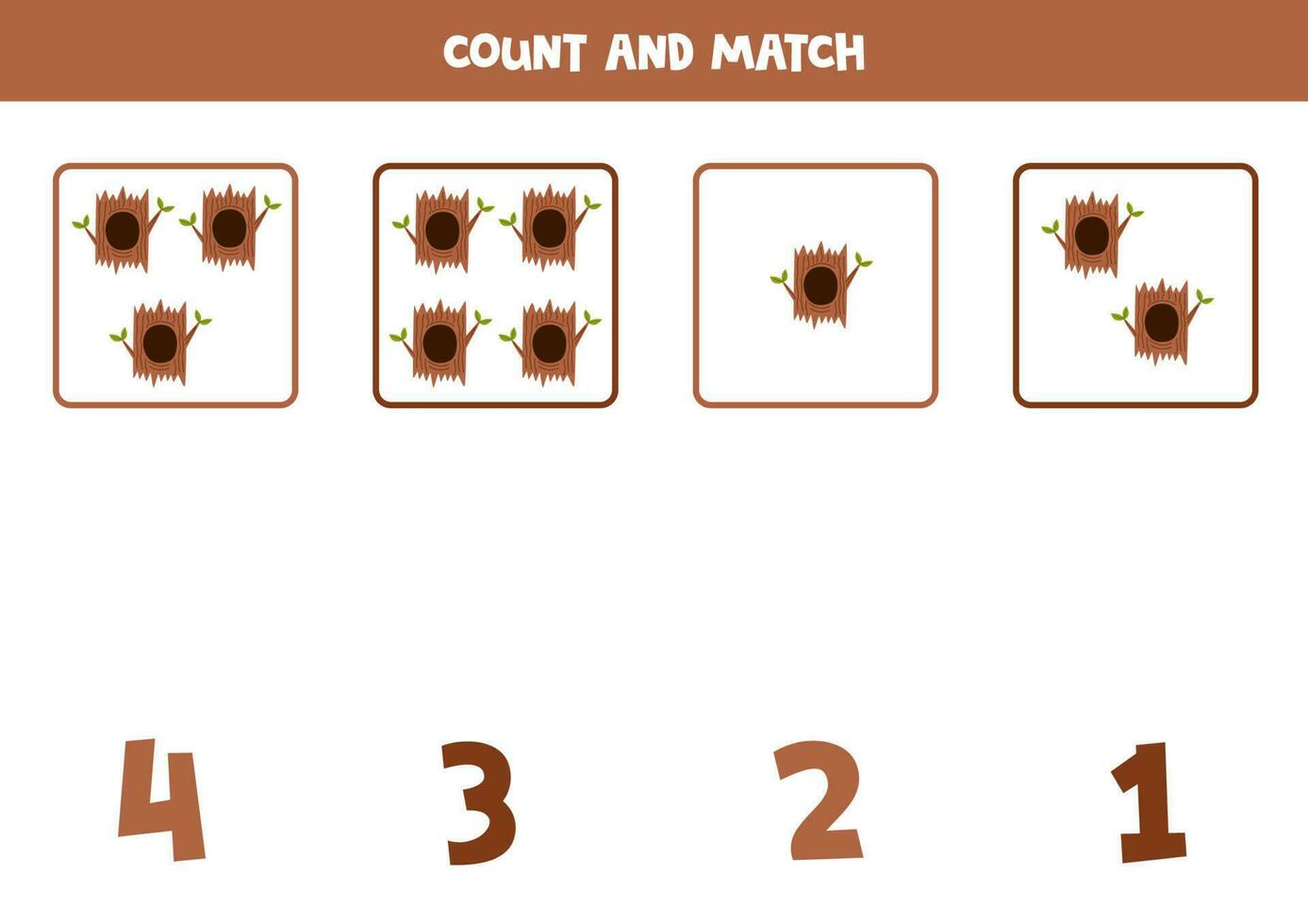 Counting game for kids. Count all tree hollows and match with numbers ...