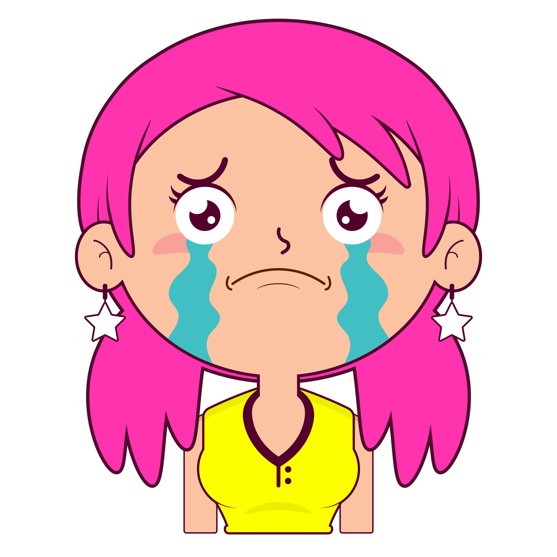 Girl Crying And Scared Face Cartoon Cute 23360328 Png