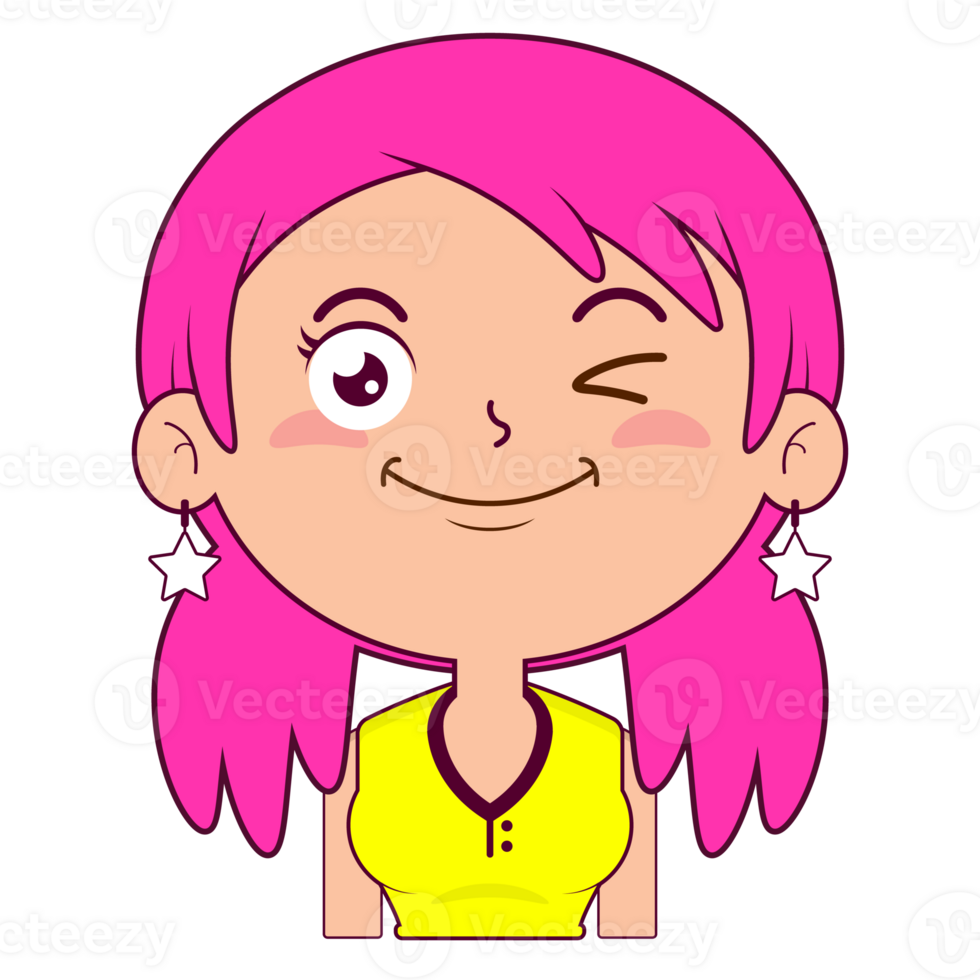 Girl Smile Face Cartoon Cute 23360355 Png