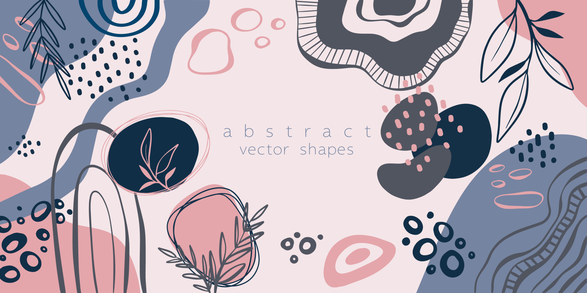 Set of abstract backgrounds with organic shapes and hand drawn in pink ...