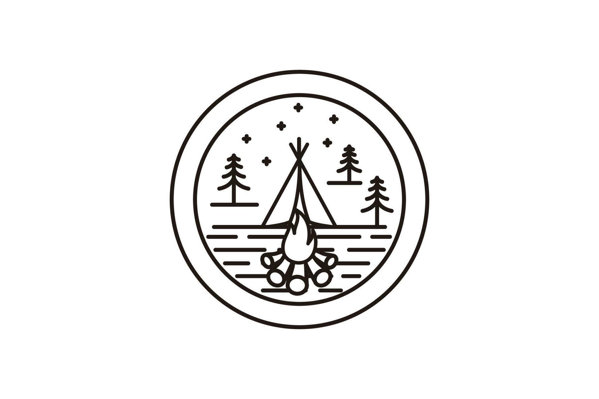 Summer Camp Badge Logo Design In Line Art Style 23361954 Vector Art At