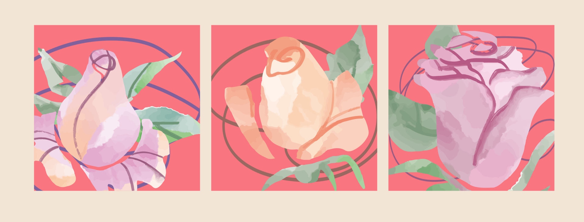 Set Watercolor hand drawn vector rose design . 23363155 Vector Art at ... Set Watercolor hand drawn vector rose design . 23363155 Vector Art at ...