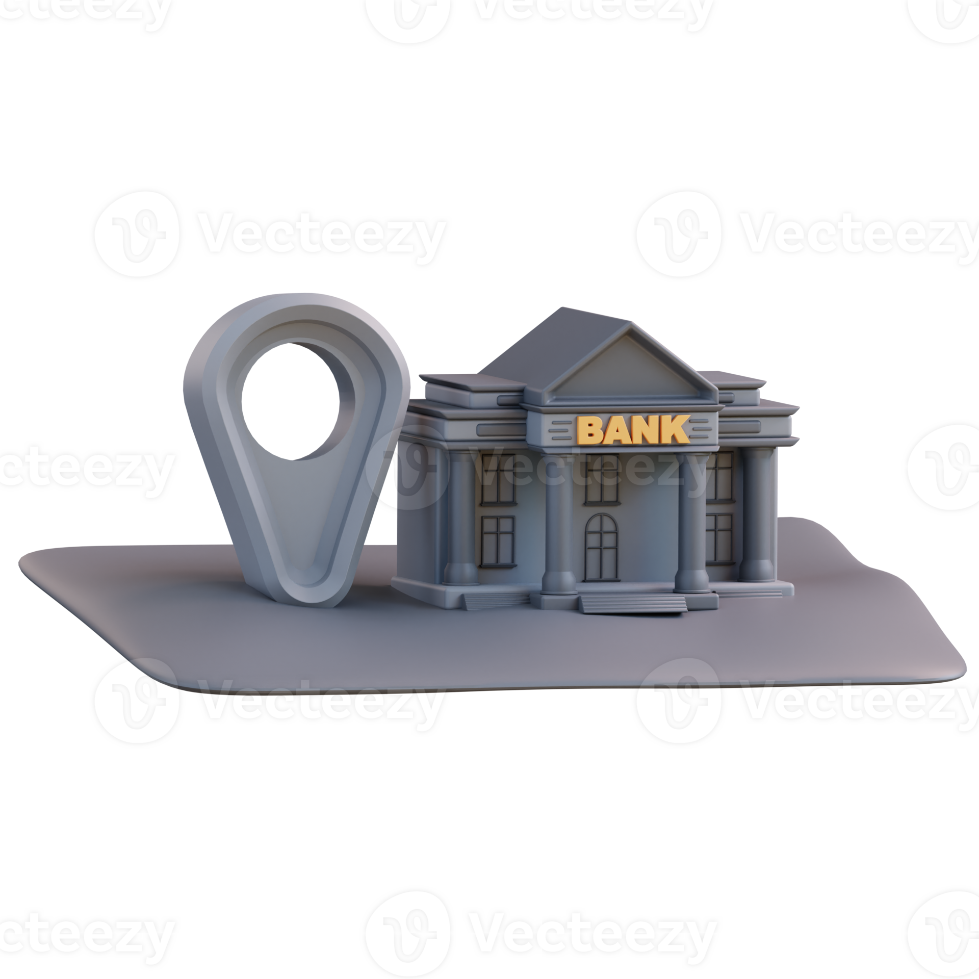 3d Illustration Of Bank Building Location 23364560 Png